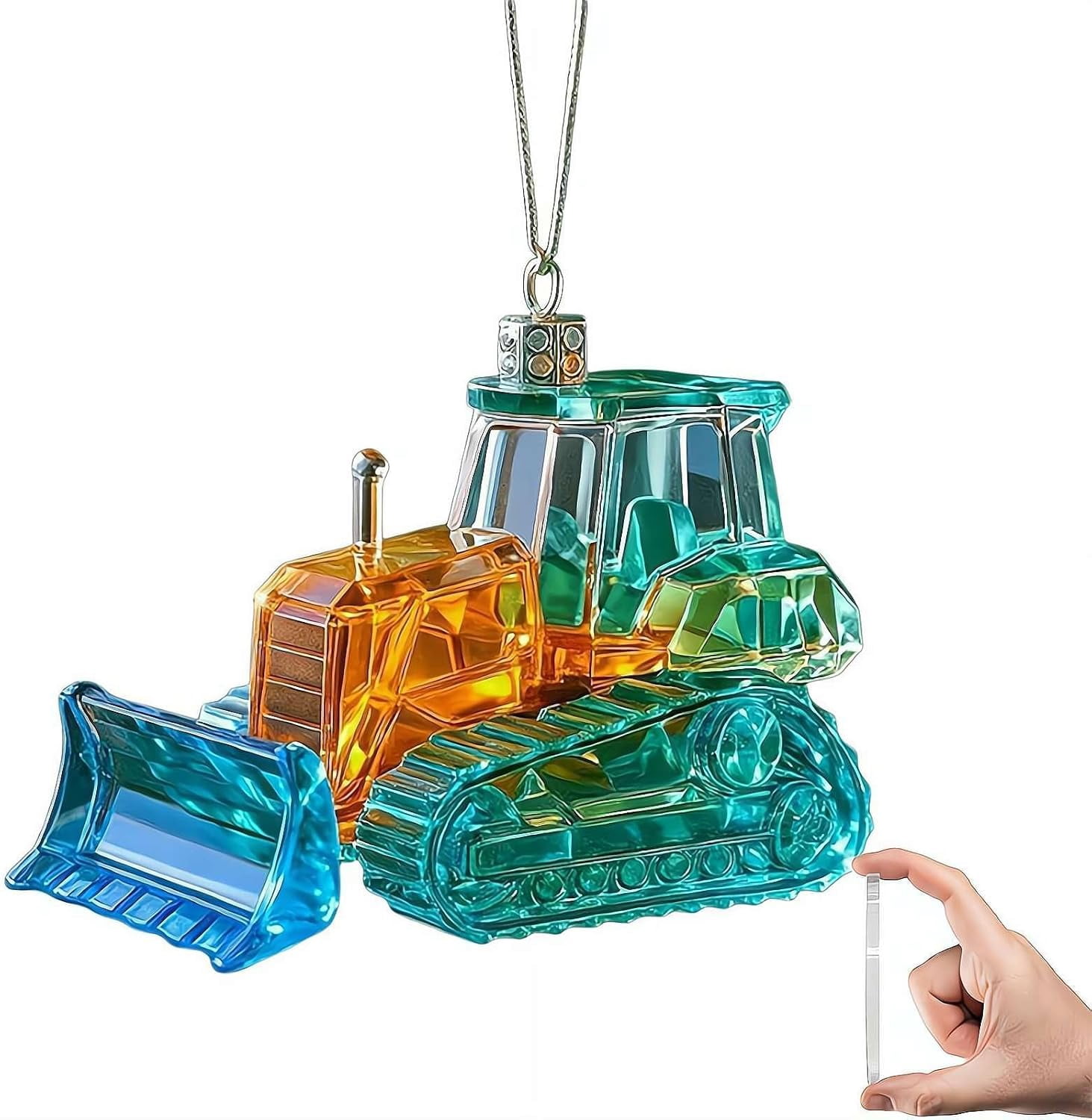 QenASHaing Stained Glass Excavator Ornament, Acrylic Construction ...