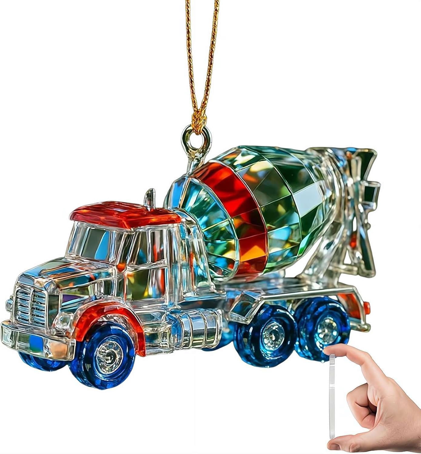 QenASHaing Stained Glass Excavator Ornament, Acrylic Construction ...