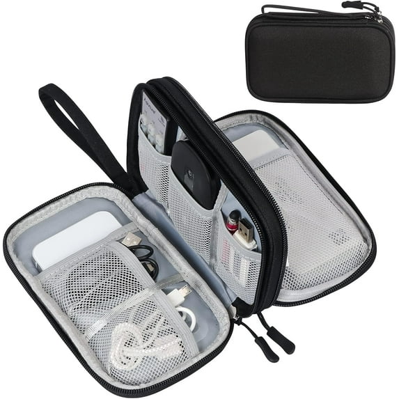 QenASHaing Travel Cable Organizer Pouch, Double Layer Electronic ...