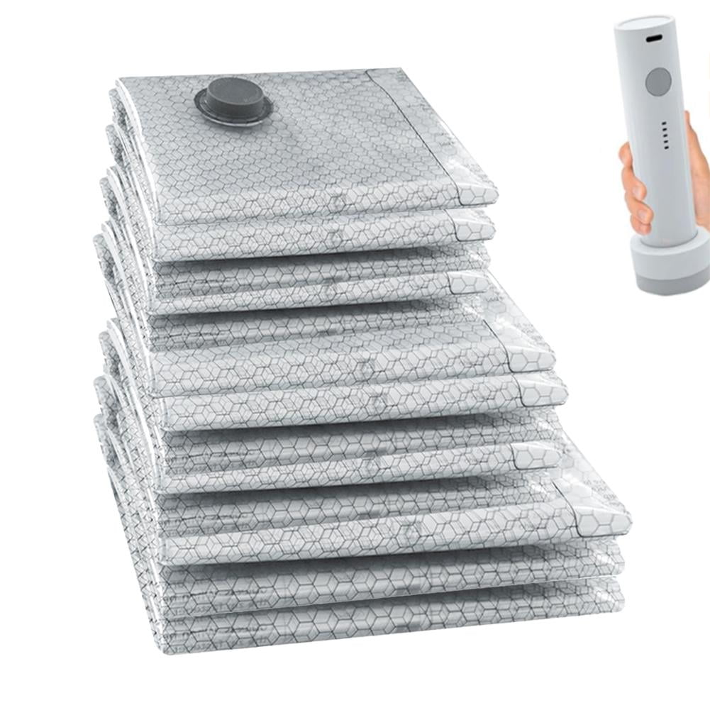 QenASHaing Vacuum Storage Bags 3-Size Set with USB Pump, Space-Saving ...