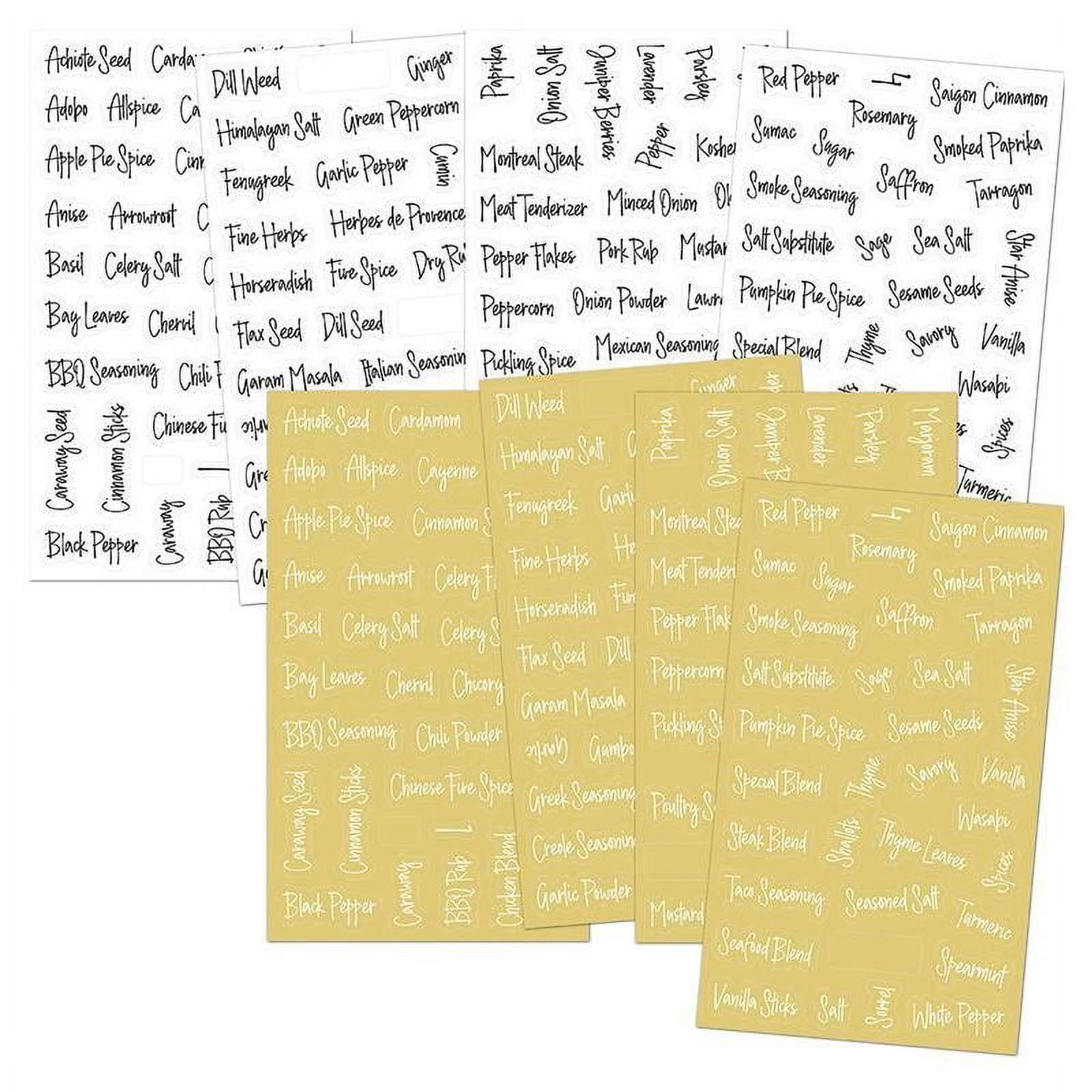 QenASHaing Waterproof Vinyl Spice Jar Labels with Easy-Peel Adhesive ...