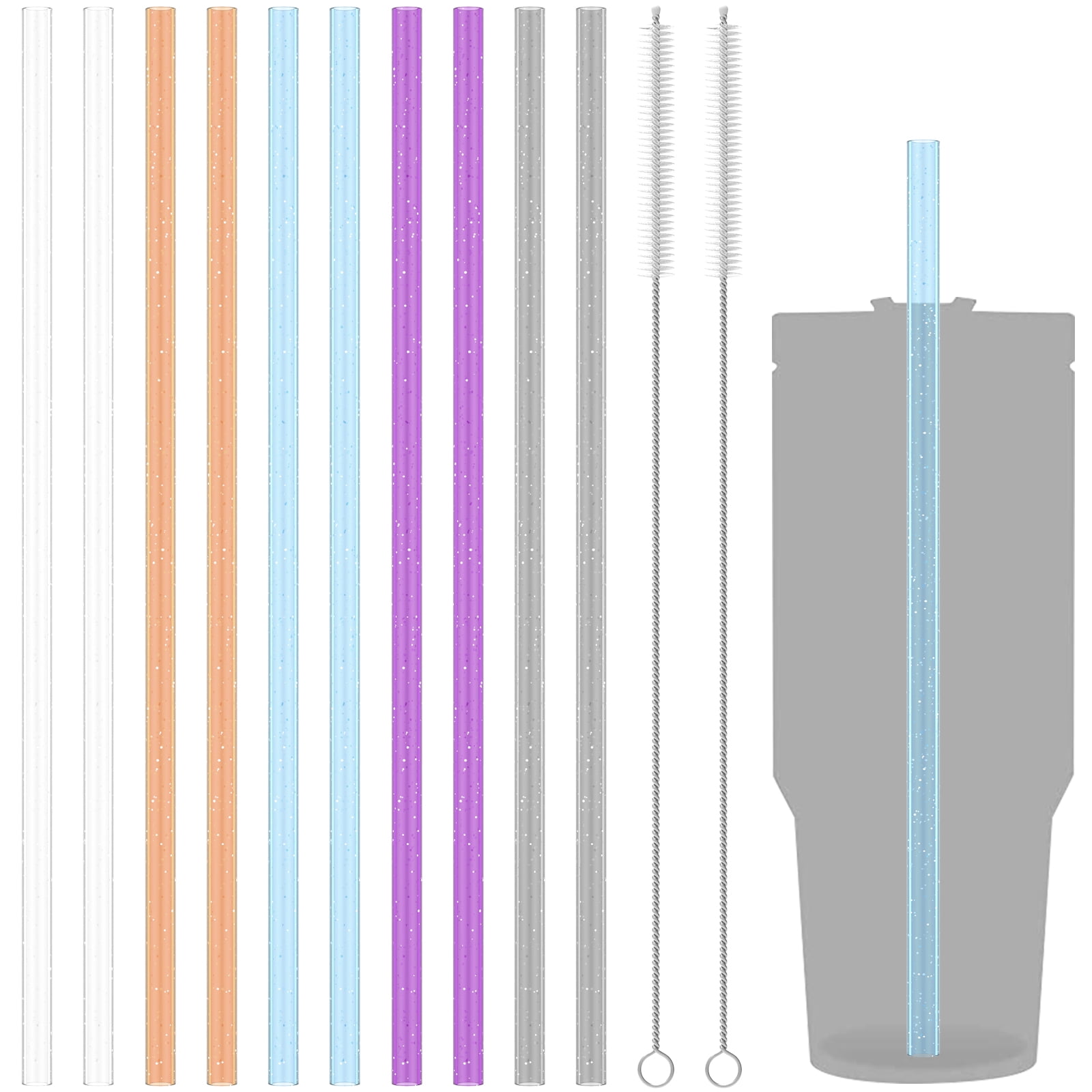 NUAHRHY 10 Pack Replacement Straws 12in Glitter Drinking Straws Food ...