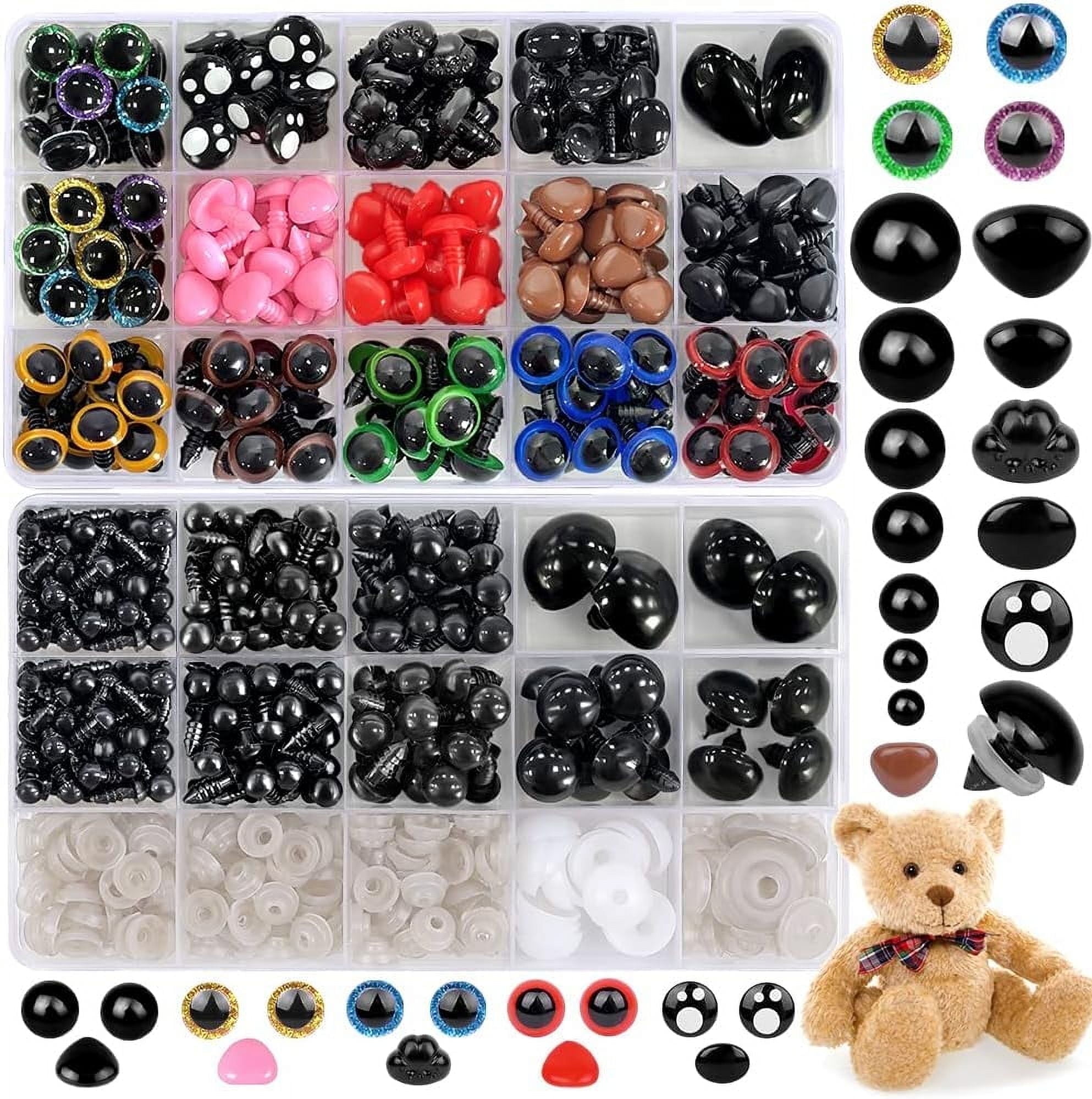 Qenwkxz 1040pcs Colored Safety Eyes and Noses Set 6-12mm for DIY Crafts ...