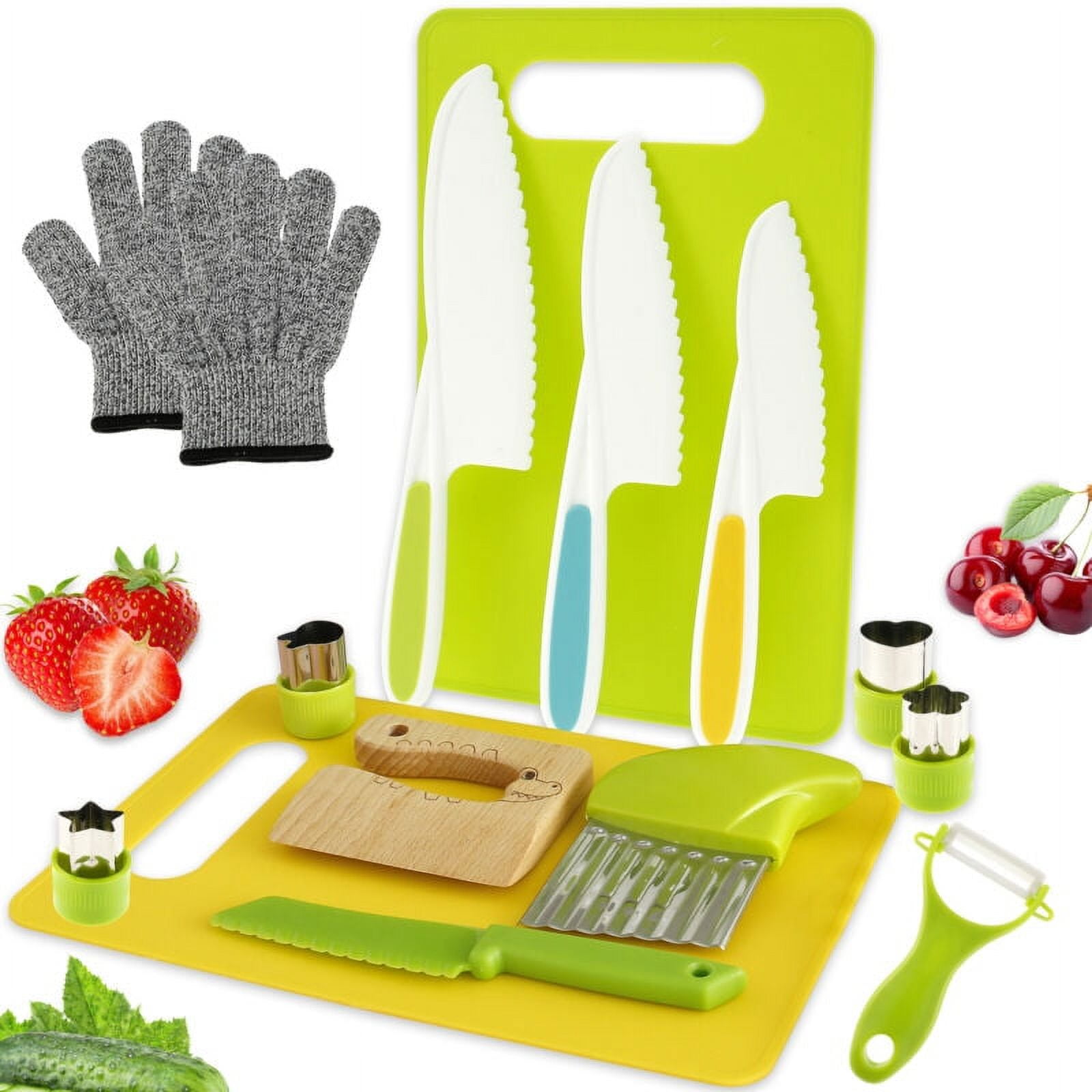 Qenwkxz 14pcs Kids Cooking Cutter Set Safe Reusable Plastic Toddler ...