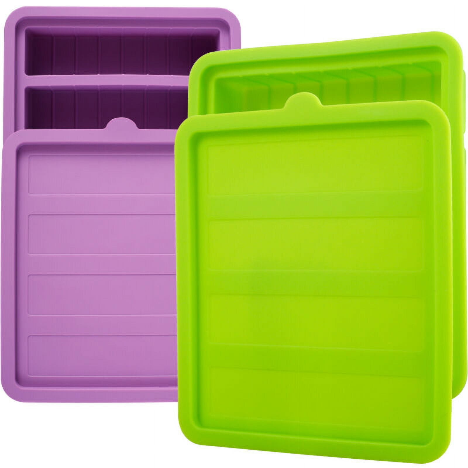 Qenwkxz 2pcs Butter Mold Non-Stick Silicone Butter Tray with Lid 4-Cavity Butter Container Holds ...