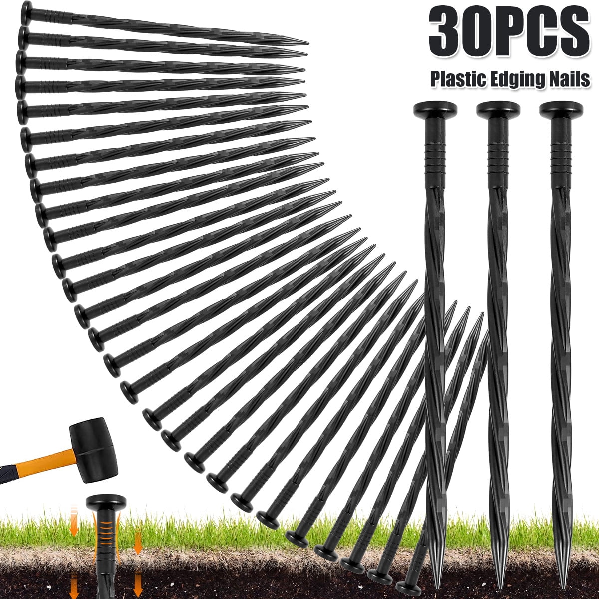 Qenwkxz 30PCS 8 inch Anchor Spike Landscape Edging Stake Nails, No-Dig ...