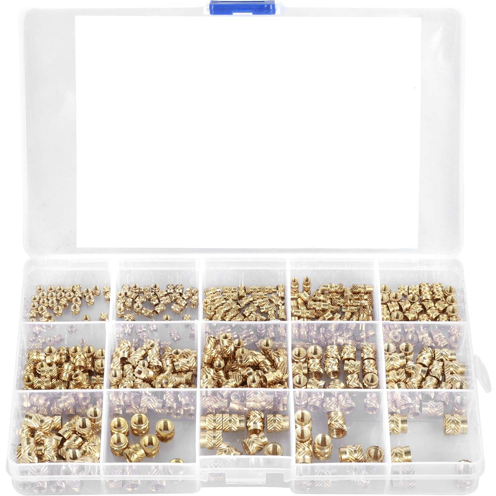 Qenwkxz 350PCS Threaded Inserts M2, M3, M4, M5, M6 Female Thread Metric Knurled Nuts Assortment ...