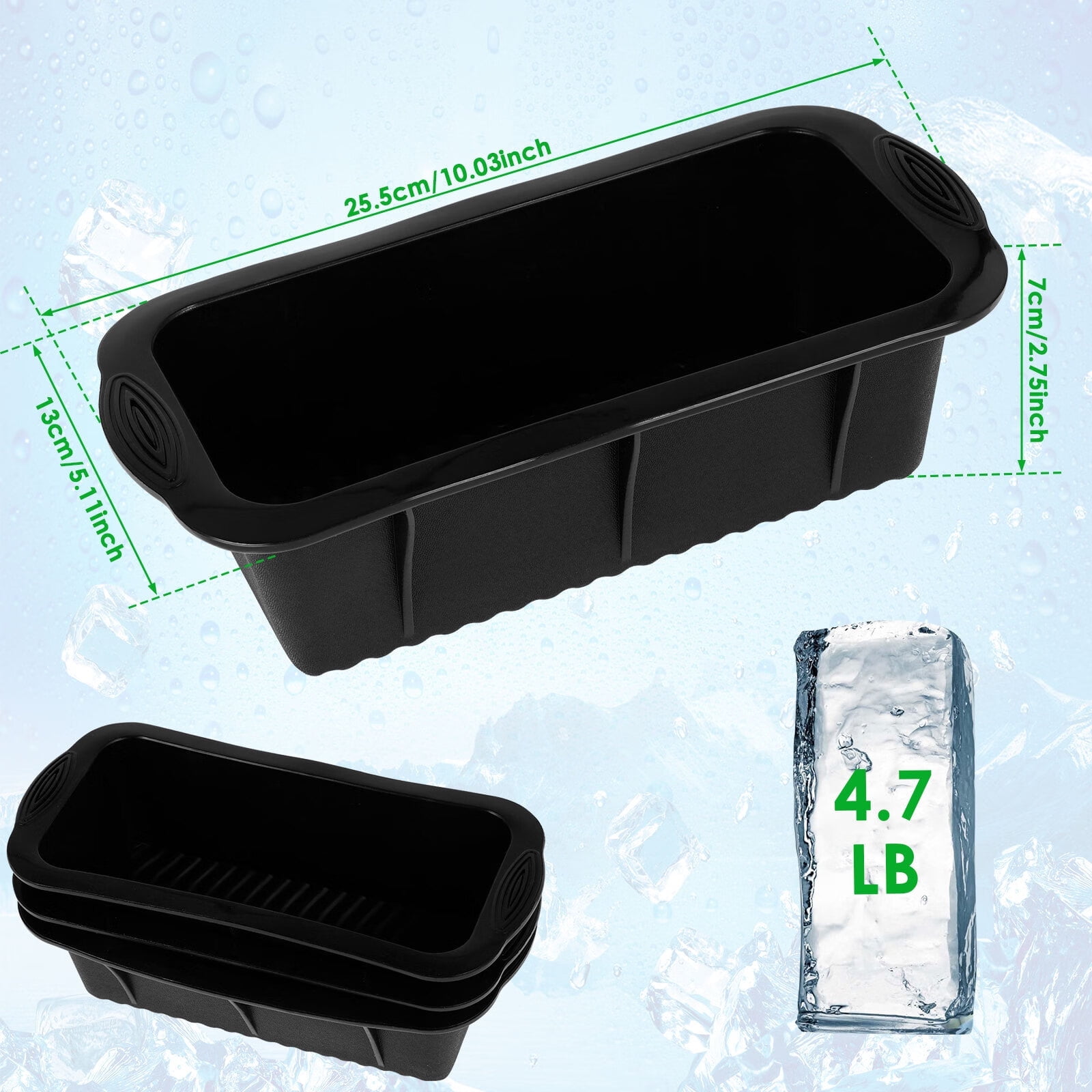 FUYGRCJ 3Pcs Extra Large Ice Mold Silicone Large Ice Block Mold 10×5.1× ...