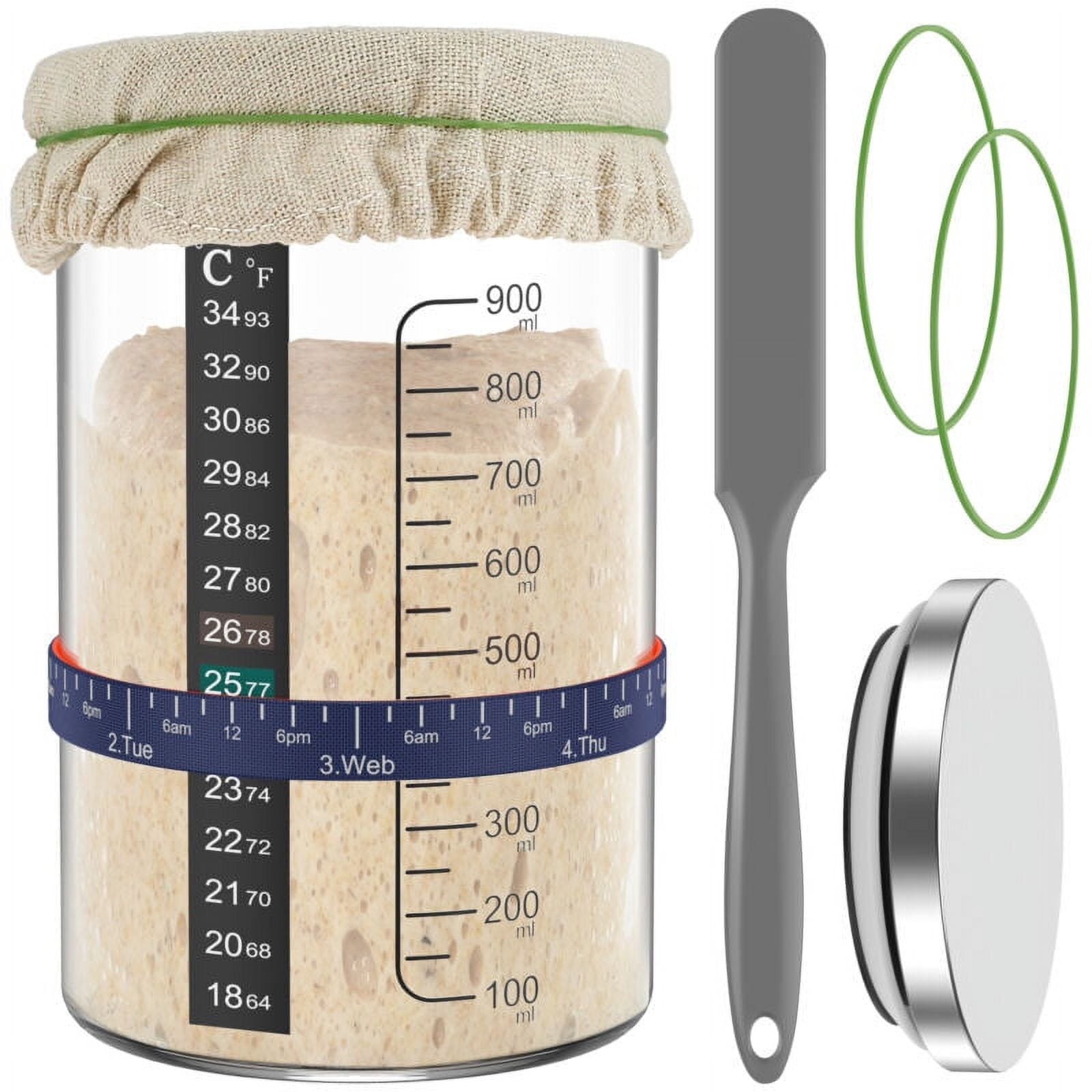 Qenwkxz 5pcs Sourdough Starter Jar Kit with Scale 900ml Large Capacity ...