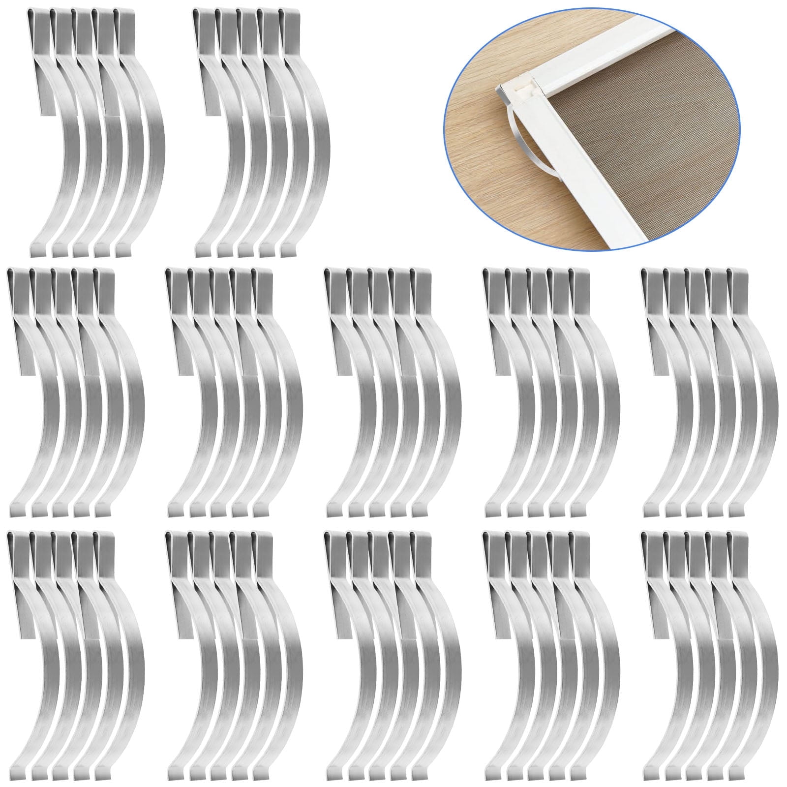 Qenwkxz 60Pcs Window Screen Spring Clip Set Stainless Steel Flat Window ...