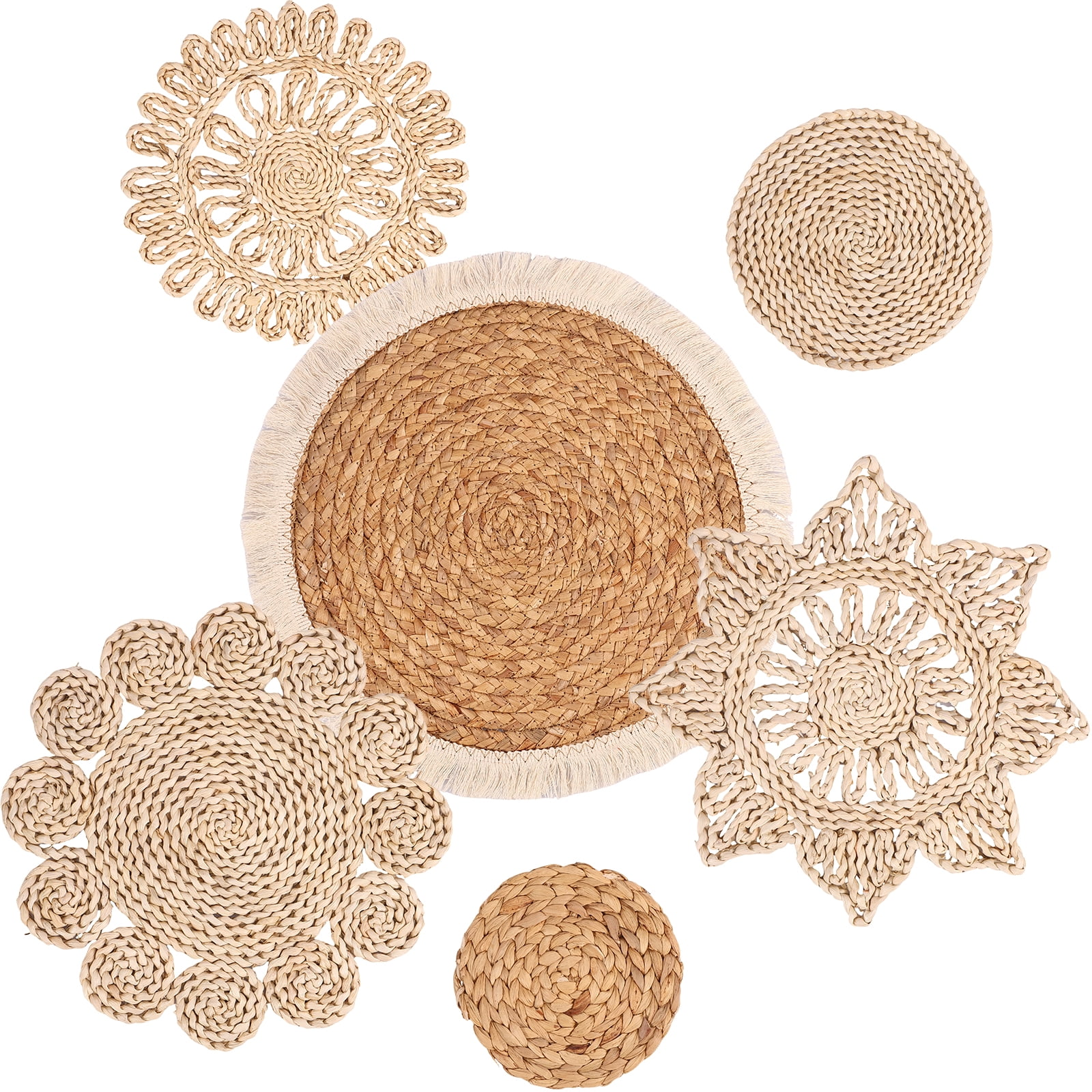 NUAHRHY 6Pcs Hanging Woven Wall Basket Set Handcrafted Corn Husk ...