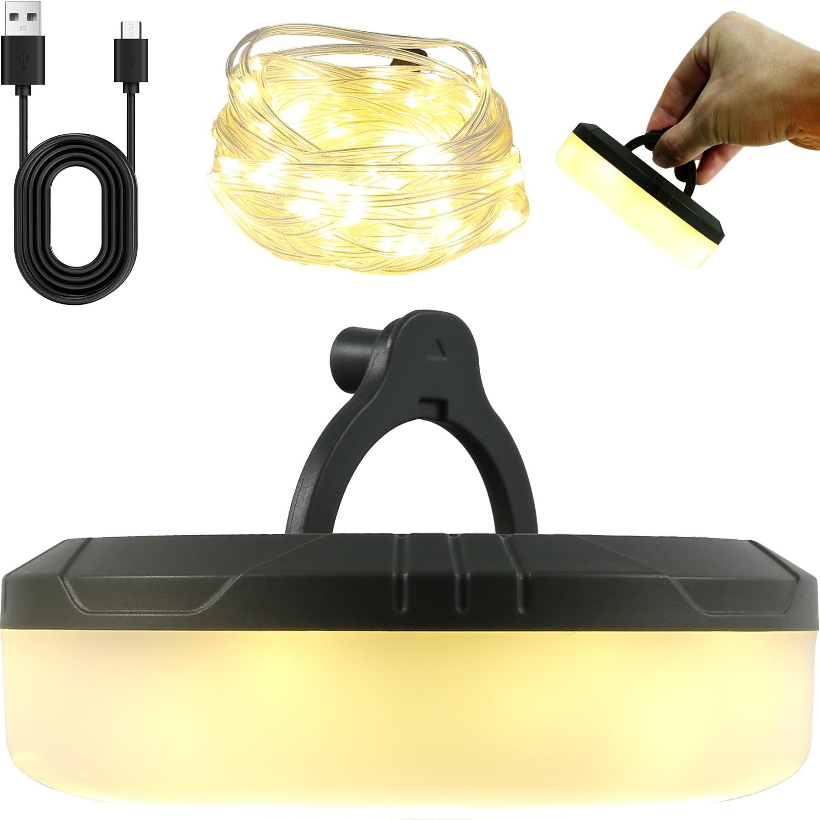 Qenwkxz Camping String Lights 2000mAh Rechargeable Outdoor String ...