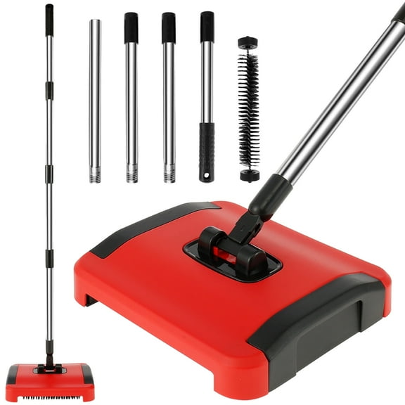 Compact Manual Floor Sweeper, 6.7 Inch Wide, 300 ml Dust Cup, Quick ...
