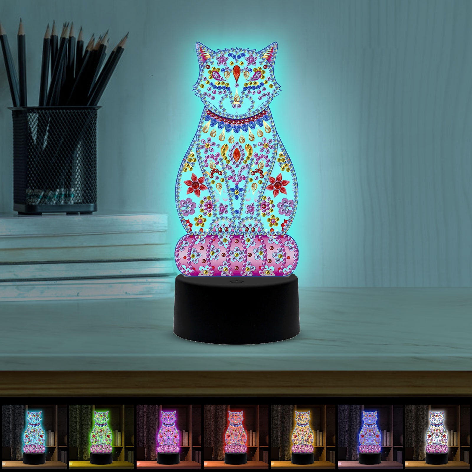 Qenwkxz Diamond Painting Nightlight Kits DIY Diamond Painting Lamp 3D ...