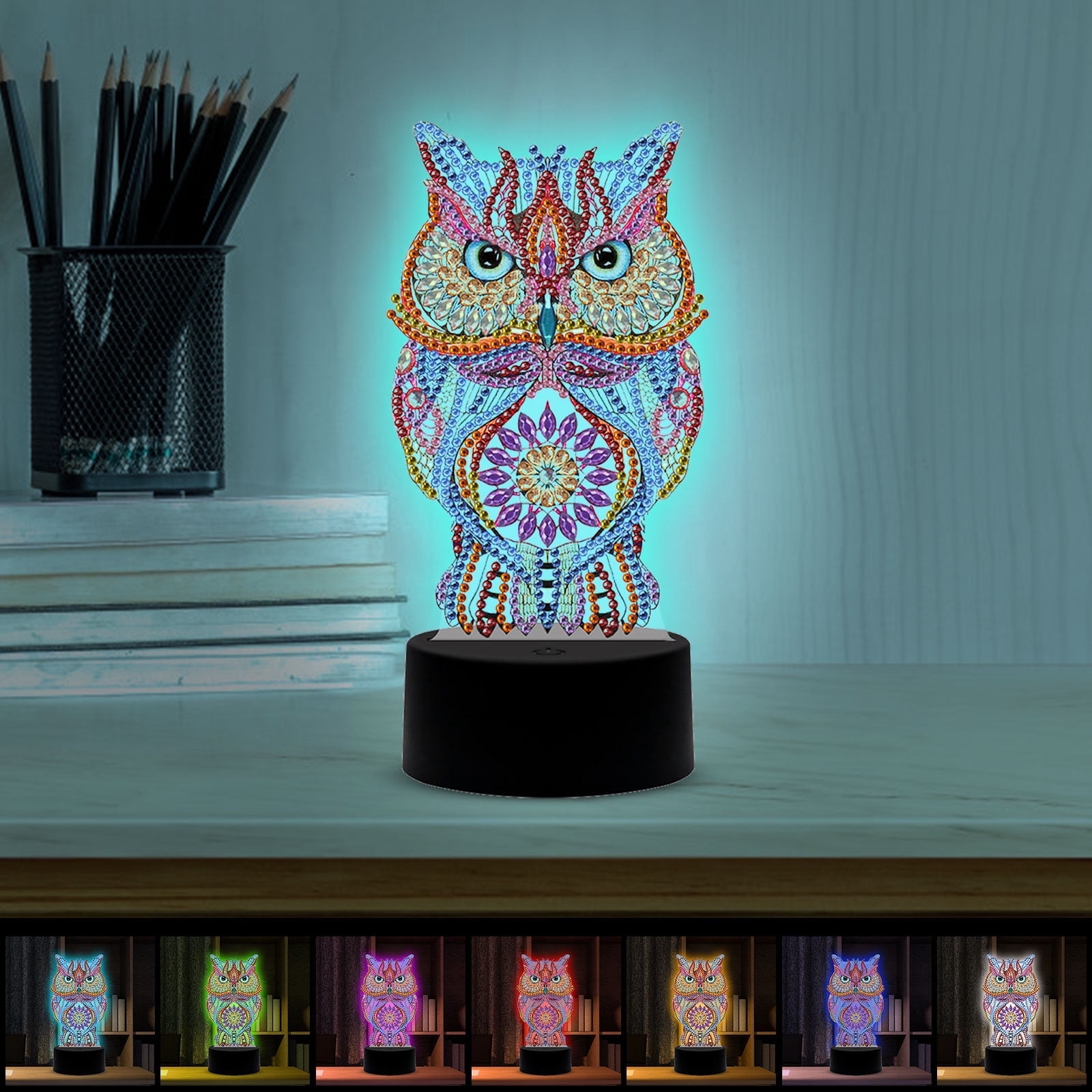 Qenwkxz Diamond Painting Nightlight Kits DIY Diamond Painting Lamp 3D ...
