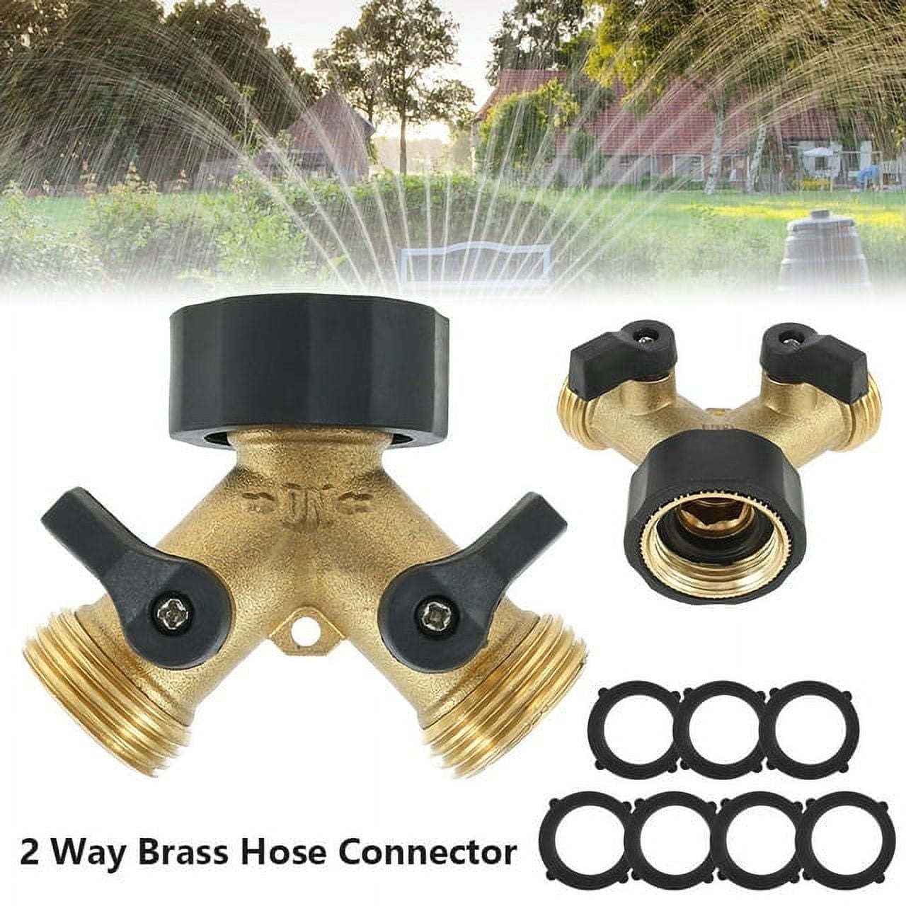 Qenwkxz Dual Spigot Garden Hose Splitter, Y Valve Water Adapter for 3/4 ...
