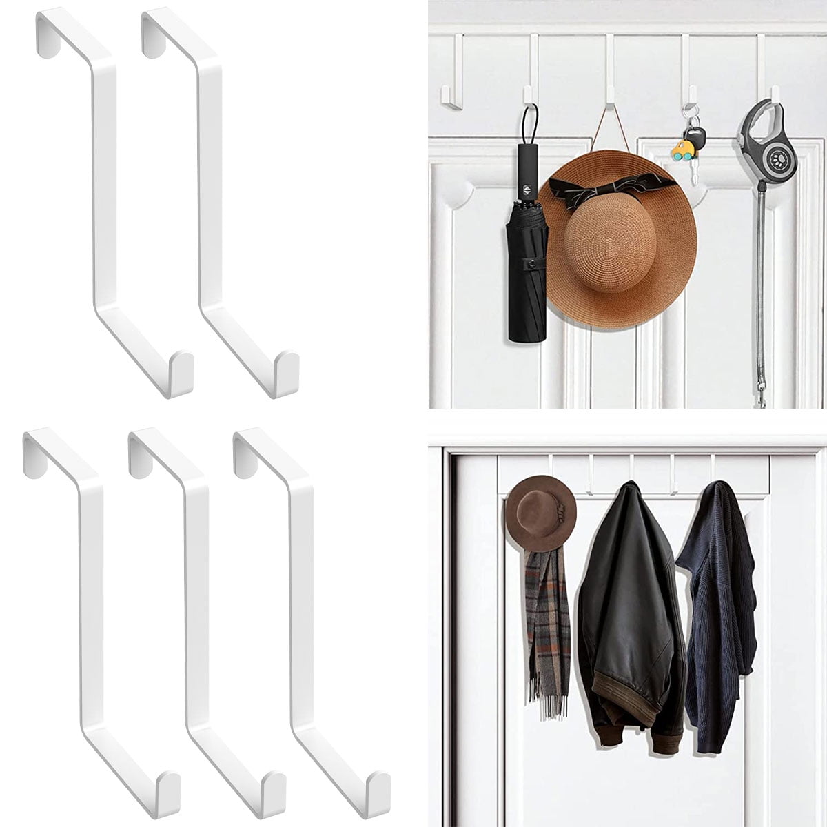 Qenwkxz Over The Door Hooks 5 Pack, Z-Shaped Door Hanger Hook Sturdy ...