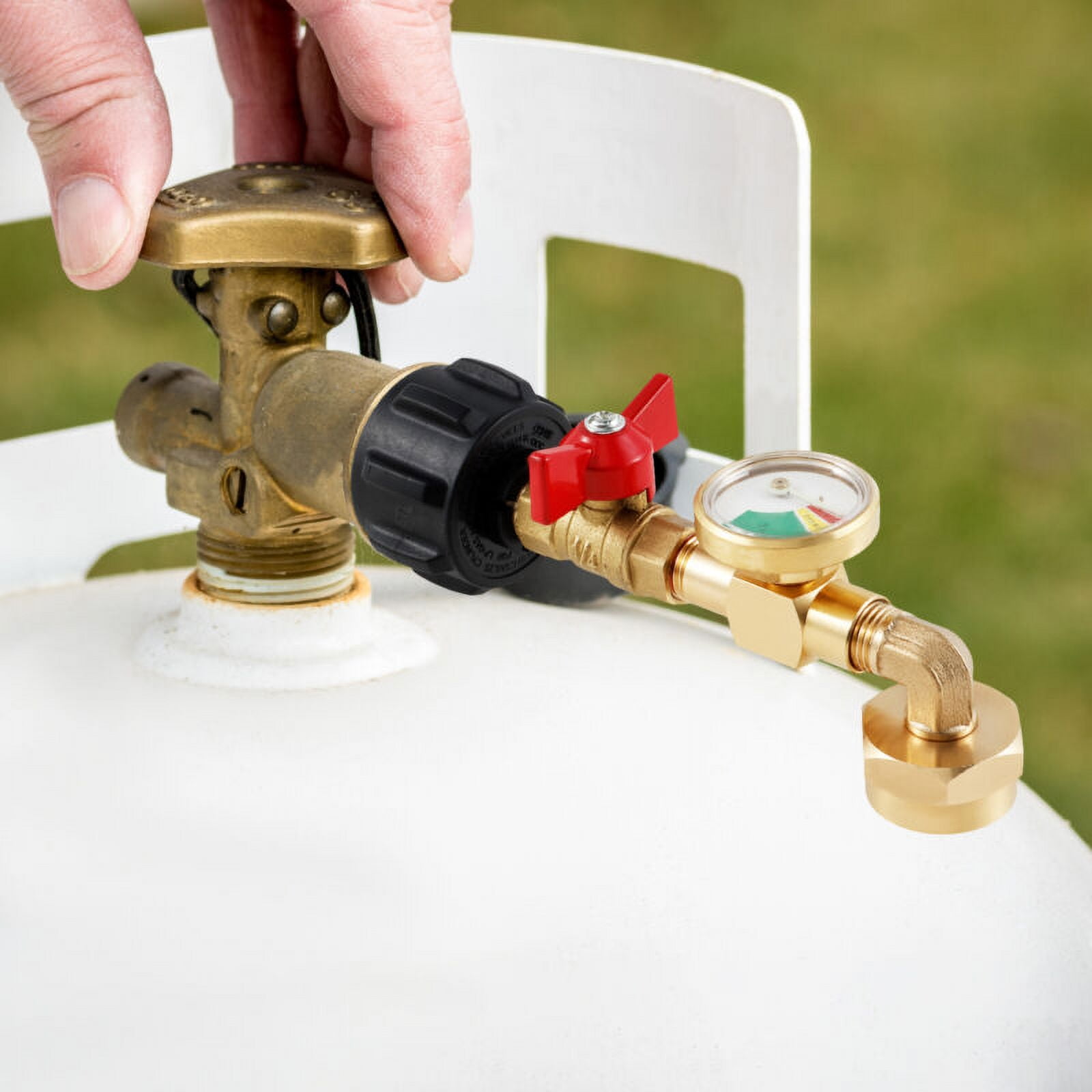 Qenwkxz Propane Refill Adapter with Gauge 90 Degrees Refill Pressure ...