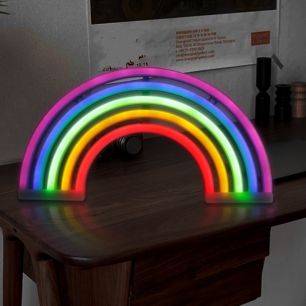Qenwkxz LED Rainbow Neon Light, USB/Battery Powered, Night Lamp for ...