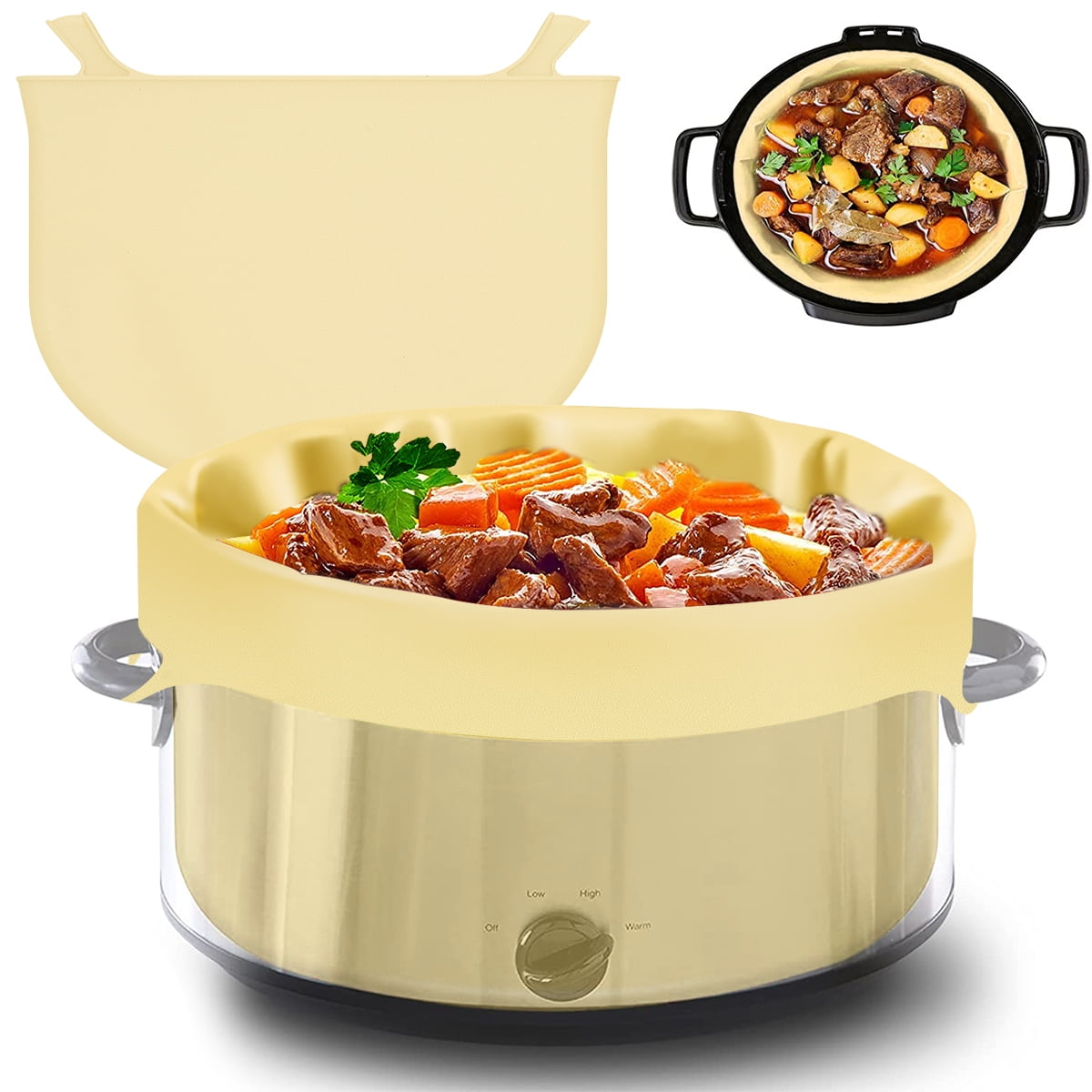 Qenwkxz Silicone Slow Cooker Liner Silicone Slow Cooker Insert Liner ...
