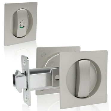 Tall Square Pocket Door Lock, Passage (Hall/Closet) Latch, Satin Nickel ...