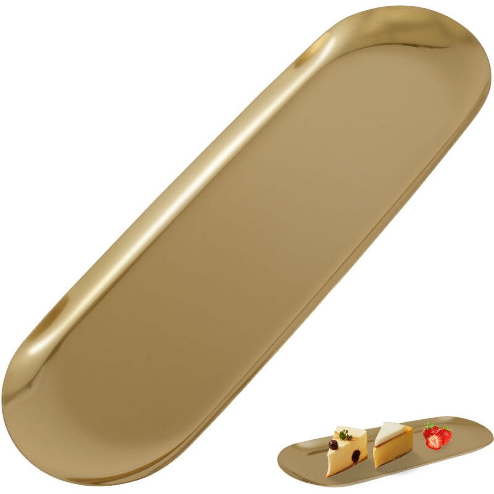 Qenwkxz Stainless Steel Decorative Tray Extra Large Oval Jewelry Tray ...