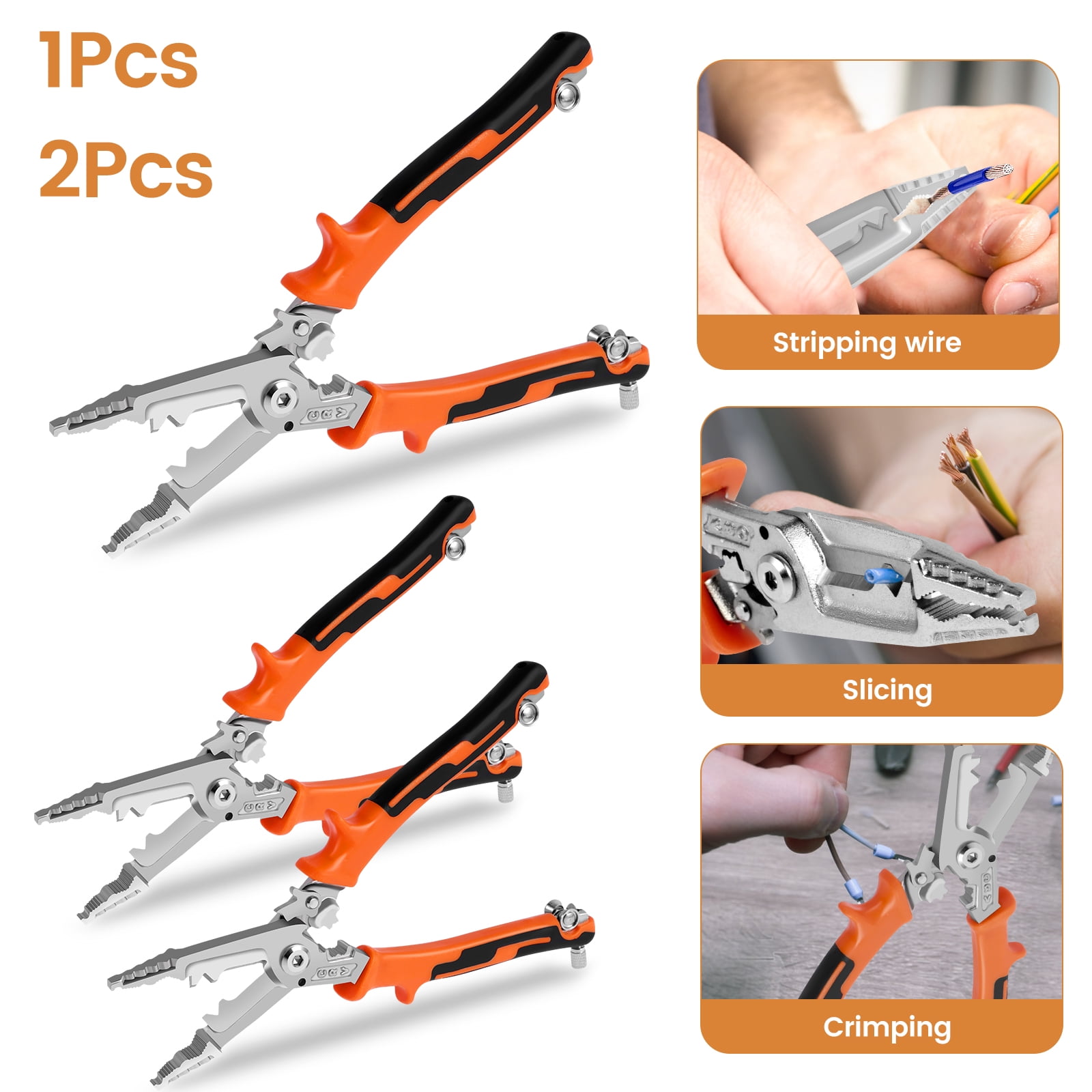 Qenwkxz Wire Stripper Plier,8.7inch Multifunctional Cable Stripping ...