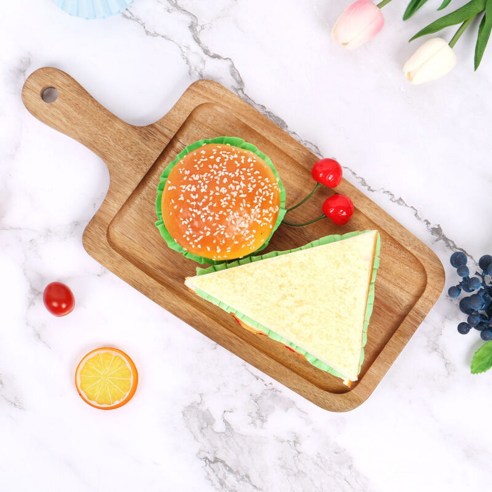 Qenwkxz Wood Cutting Board with Handle Portable Wooden Chopping Board ...