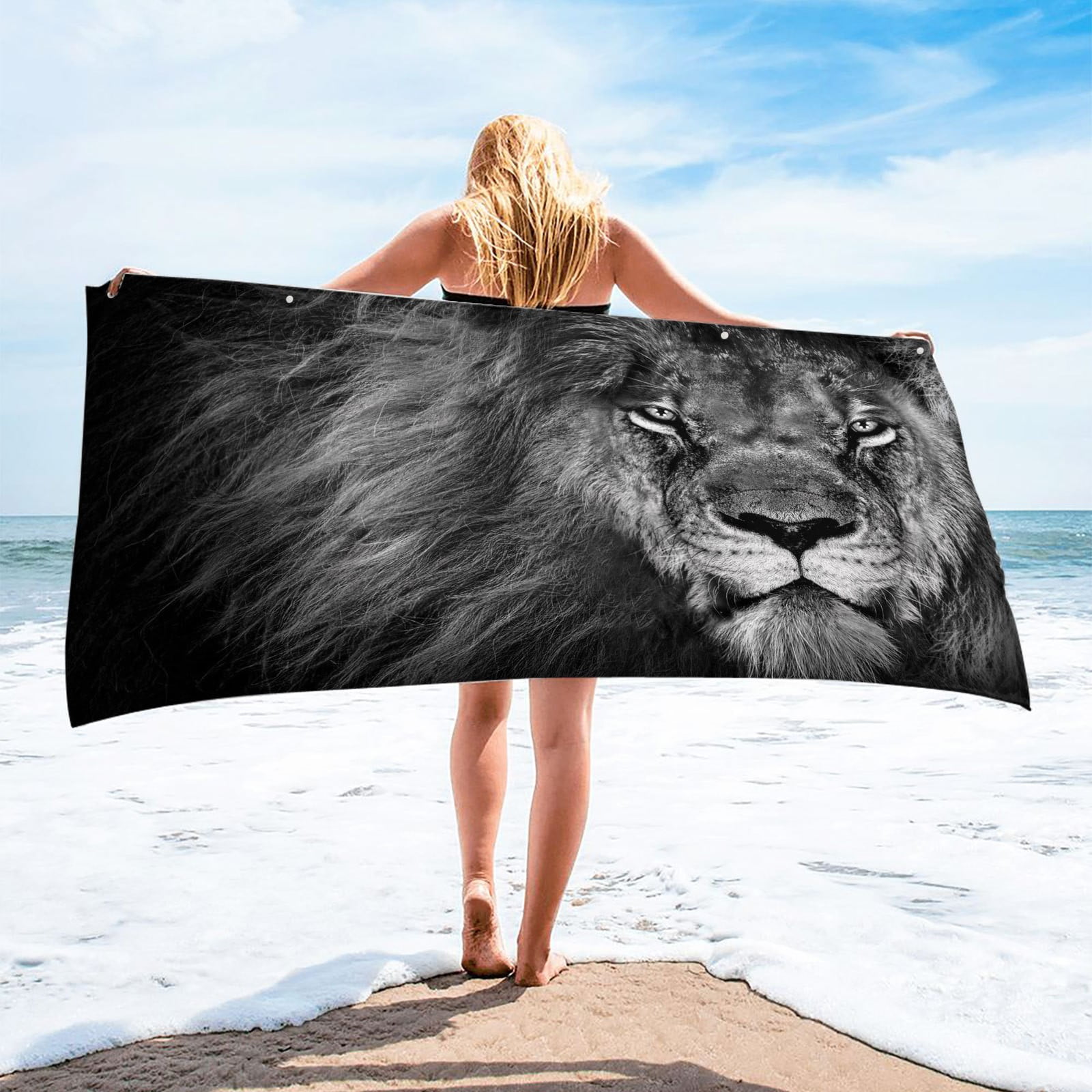 Qepwscx 30X60 Inch Tiger Print Beach Towel Series With Button Square ...