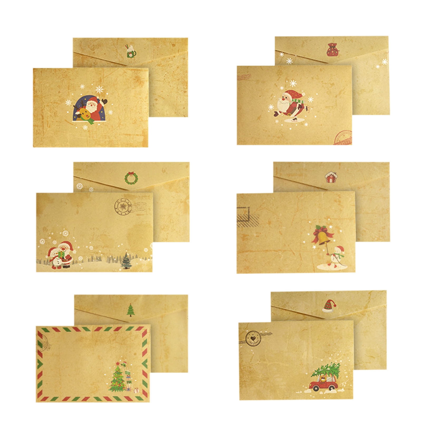Qepwscx 6 Piece Christmas Stationery Paper and Envelopes Set Christmas ...