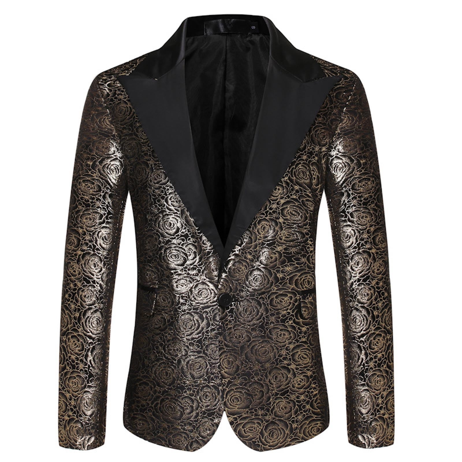 Qepwscx Blazer Men Shiny Suit Notch Lapel Jacket Glitter Sport Coat ...