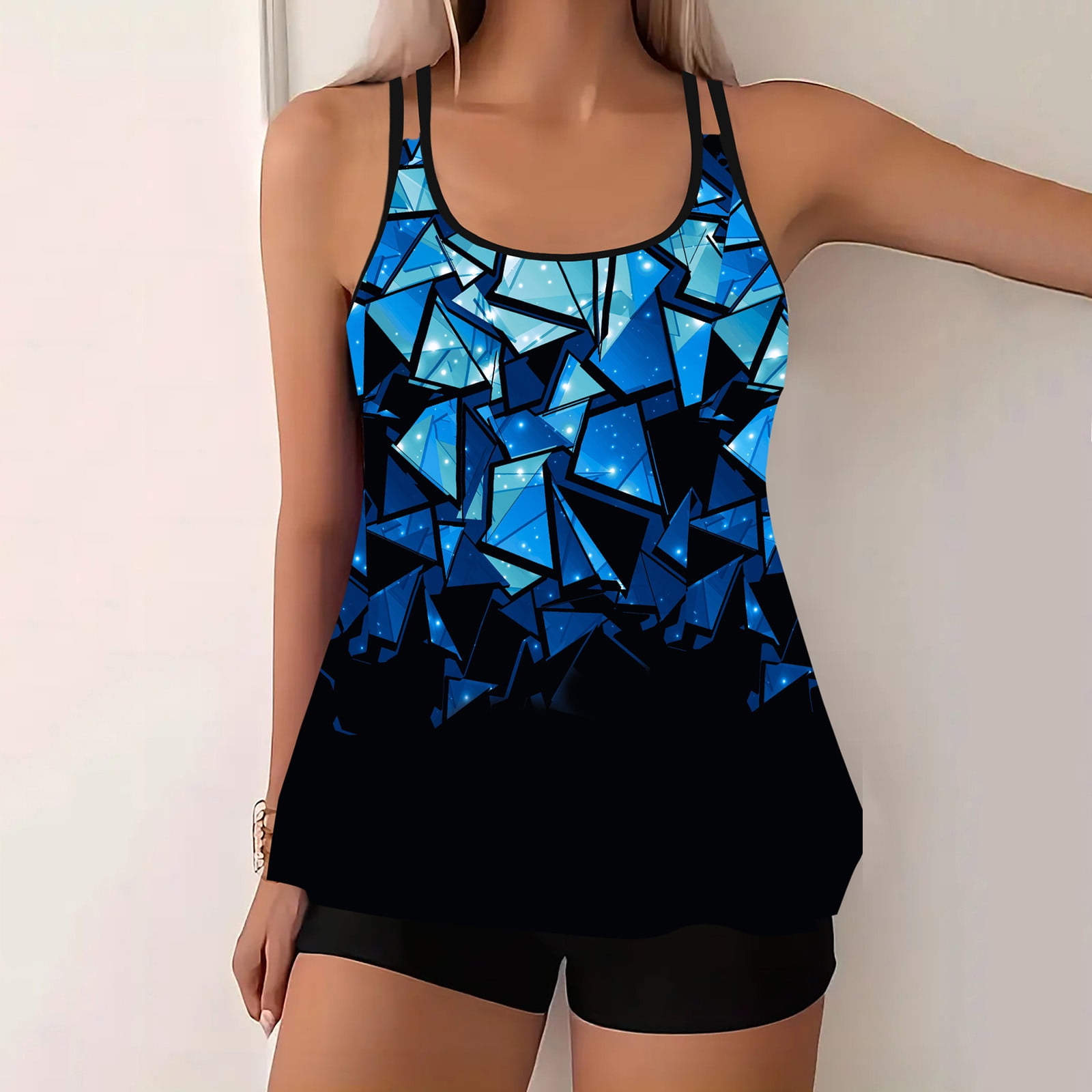 Qepwscx Plus Size 2pack Swimsuits for Women Crew Neck Suits Floral ...