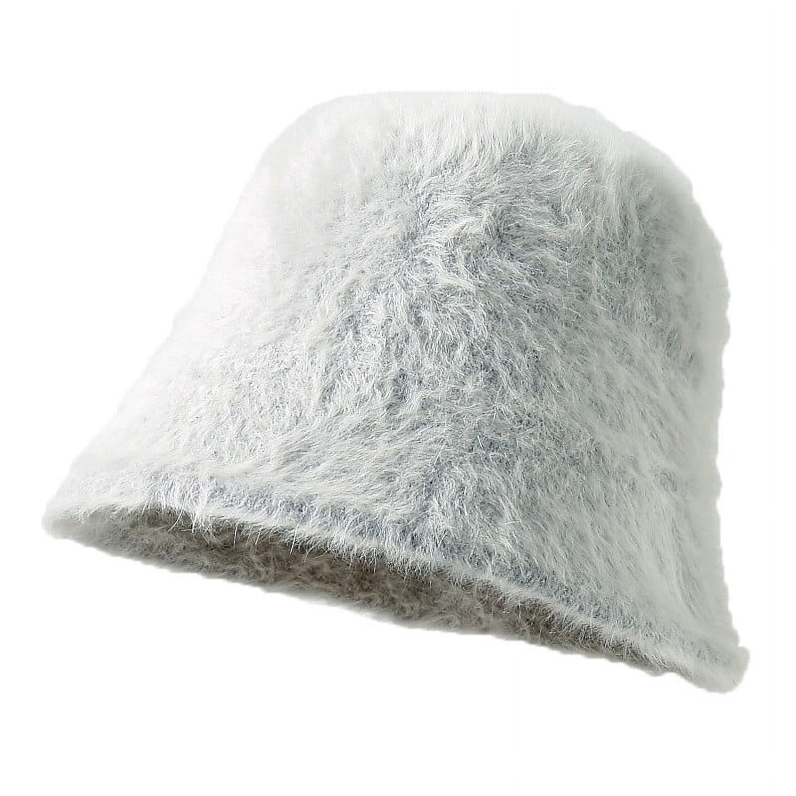 Qepwscx Winter Fuzzy Bucket Hat for Women Men Bucket Cap Warm Fisherman ...