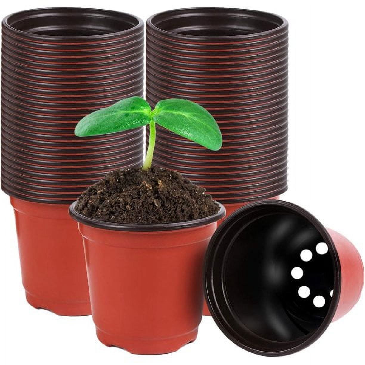 Qesai 4" Plastic Plant Nursery Pots,Mini Planters,Seedlings Flower ...