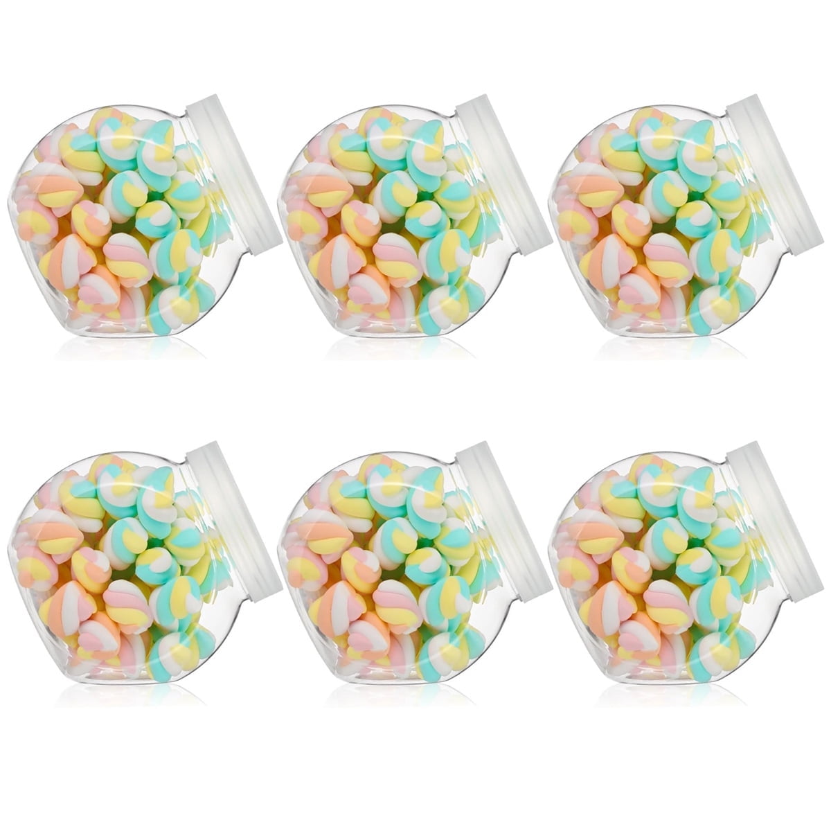 Qesai 6 Pack Candy Jars with Lids,Versatile Snack Jars,Plastic Clear ...