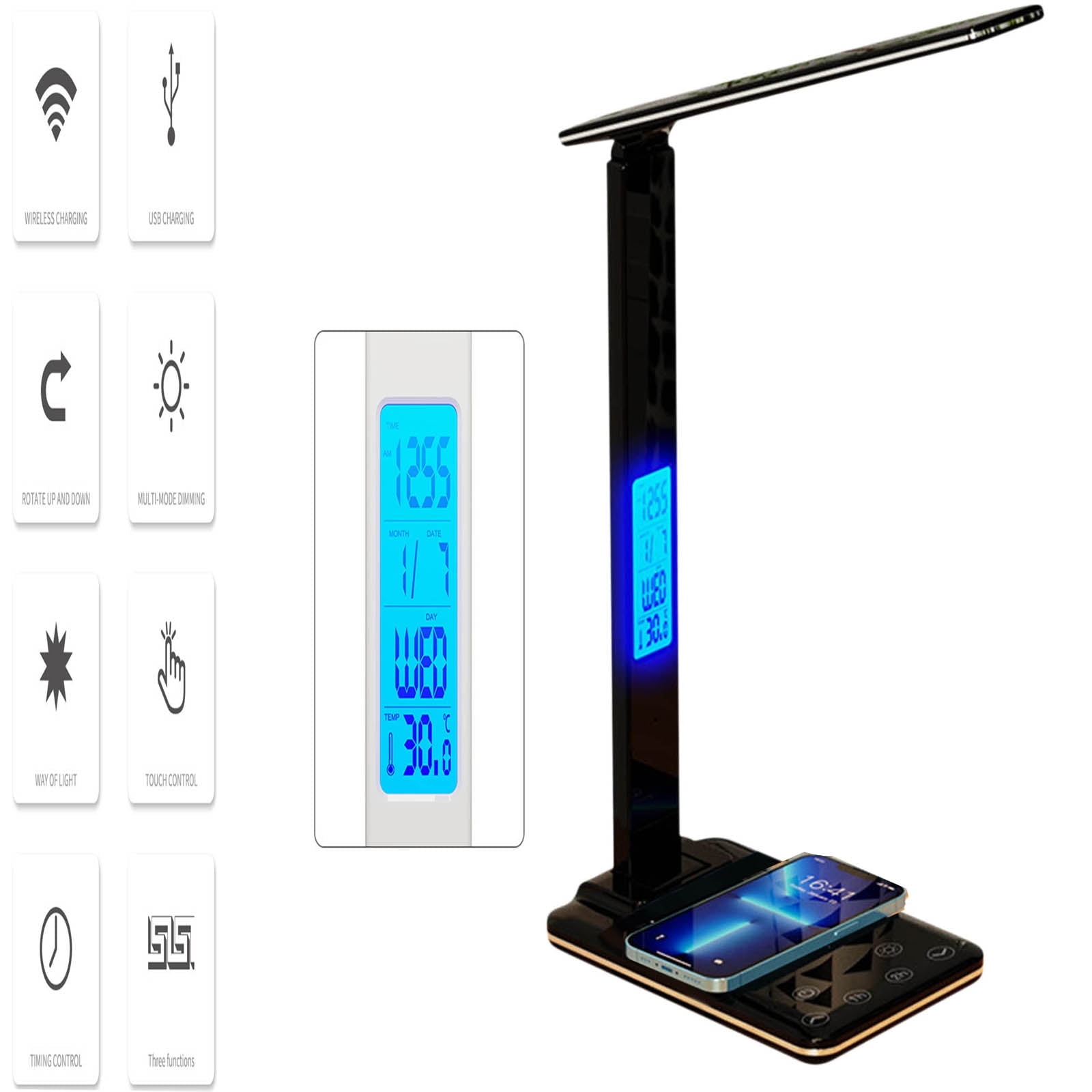 Qesai LED Desk Lamp with Wireless Charger, TouchControl Study Lamp with ...