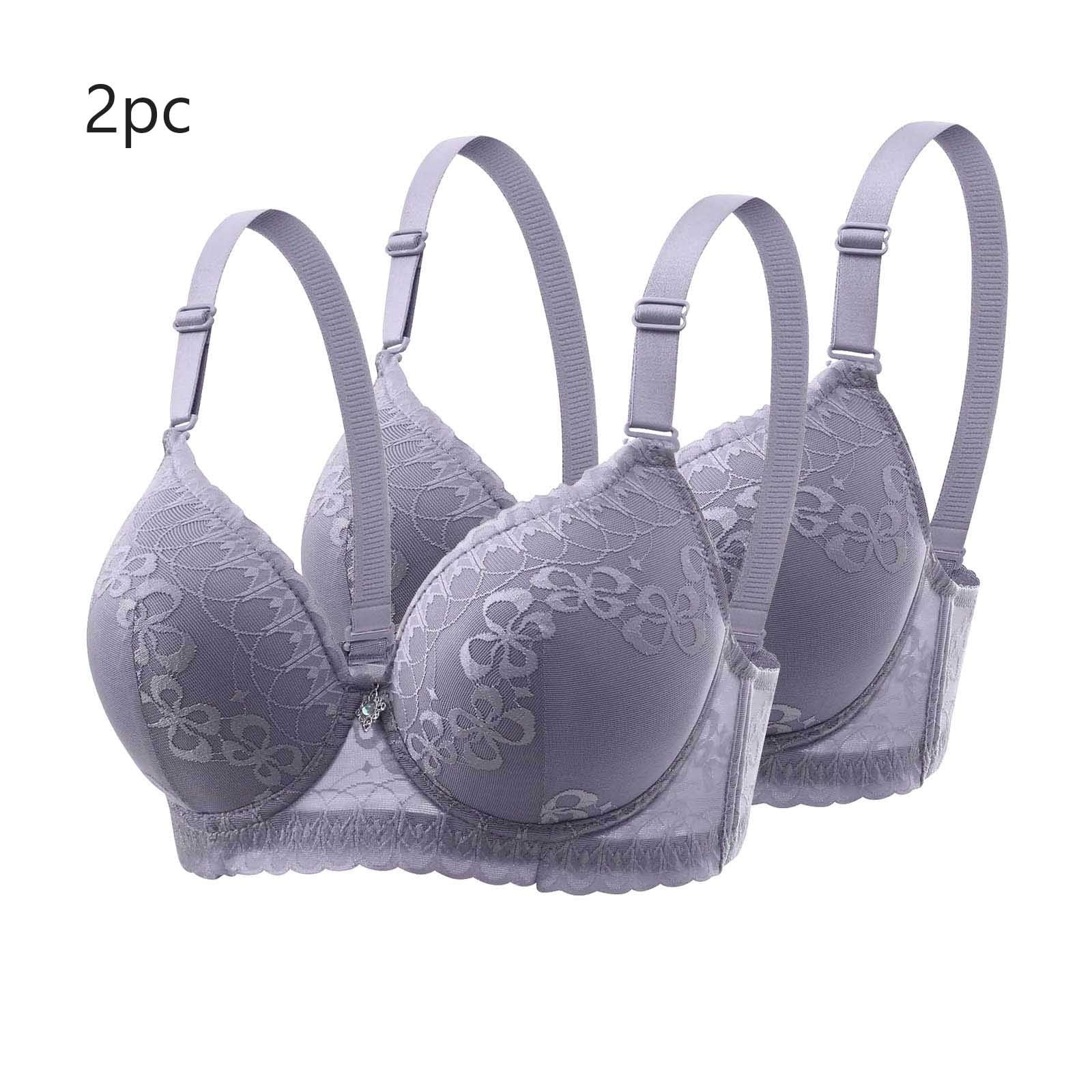 Qetyuw 2 Pack Bras for Woman Underwire T-Shirt Bra Push Up Supportive ...