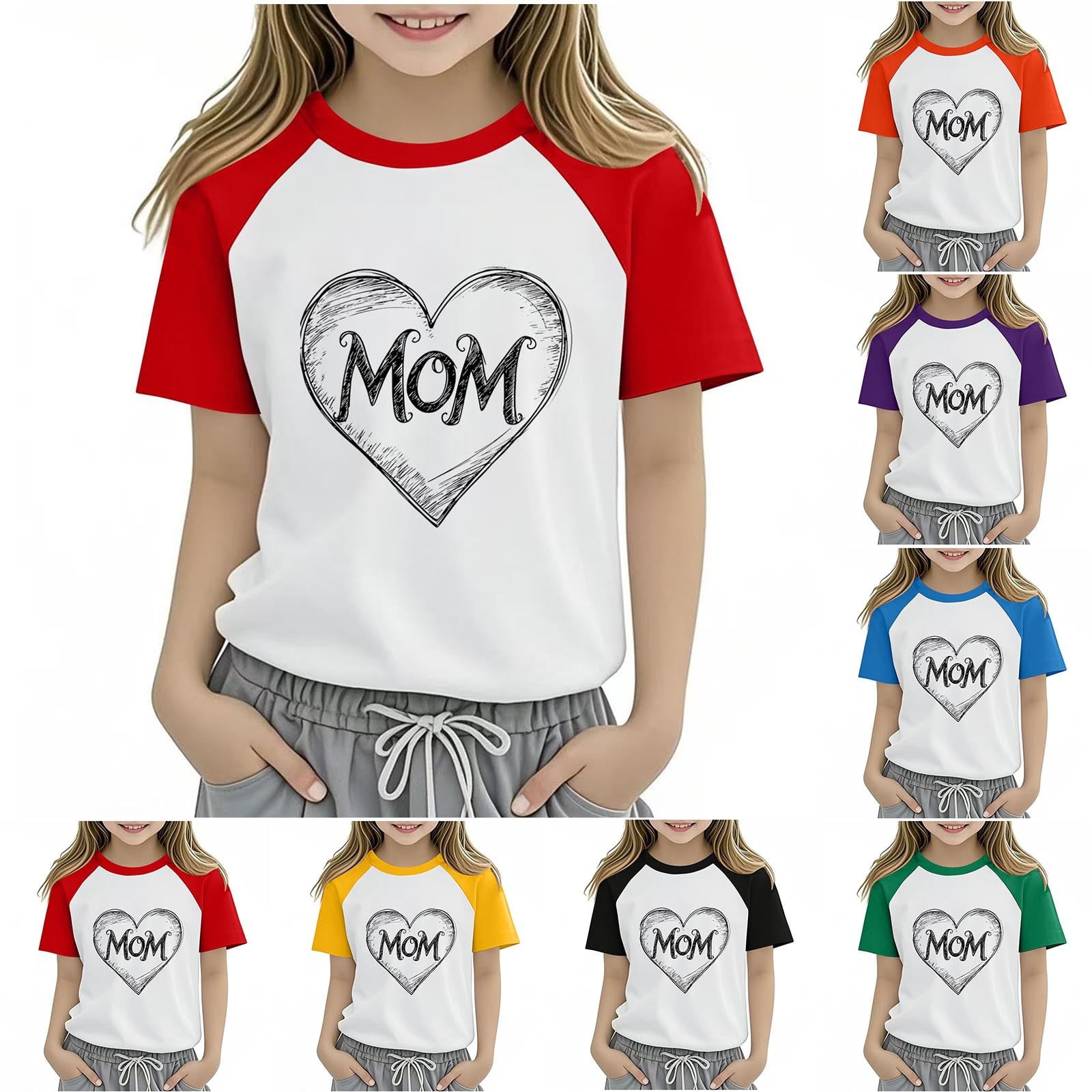 Qetyuw Girls Shirts Size 5 Summer Funny Print Tees Kids Boys Girls ...