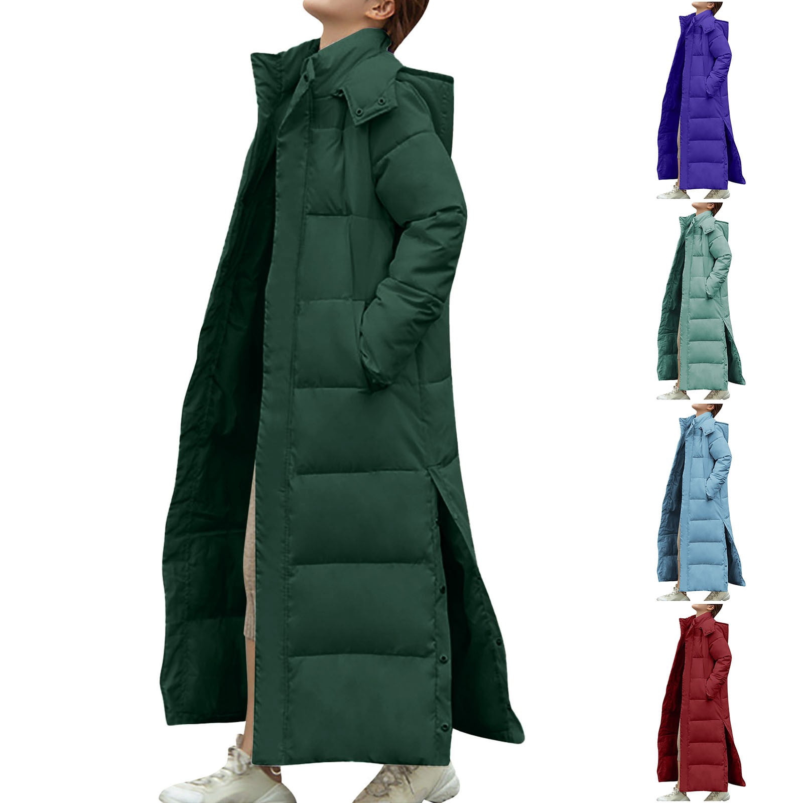 Qetyuw Long Puffer Coat Women Winter Thermal Ankle Length Down Coats ...