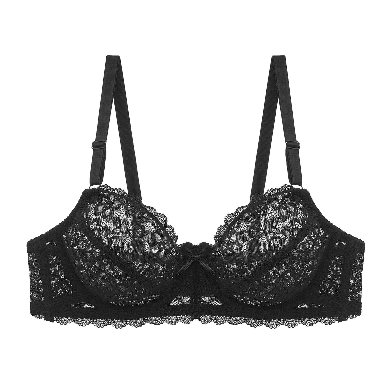 Qetyuw Plus Sized Lace Bras For Women Solid Plain Push Up Bralettes Lifting Full Cups Tshirt