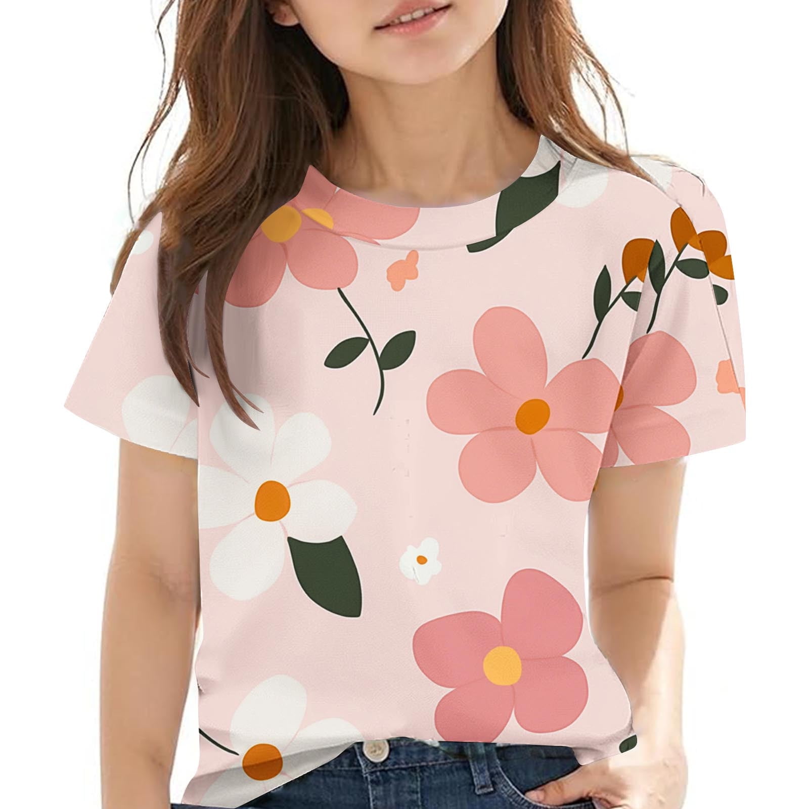 Qetyuw Shirts for Girls 10-12 Cotton Funny Print Tees Kids Unisex Loose ...