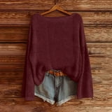 Qetyuw Womens Knit Crop Sweaters Chunky Asymmetric Hem Boat Neck ...