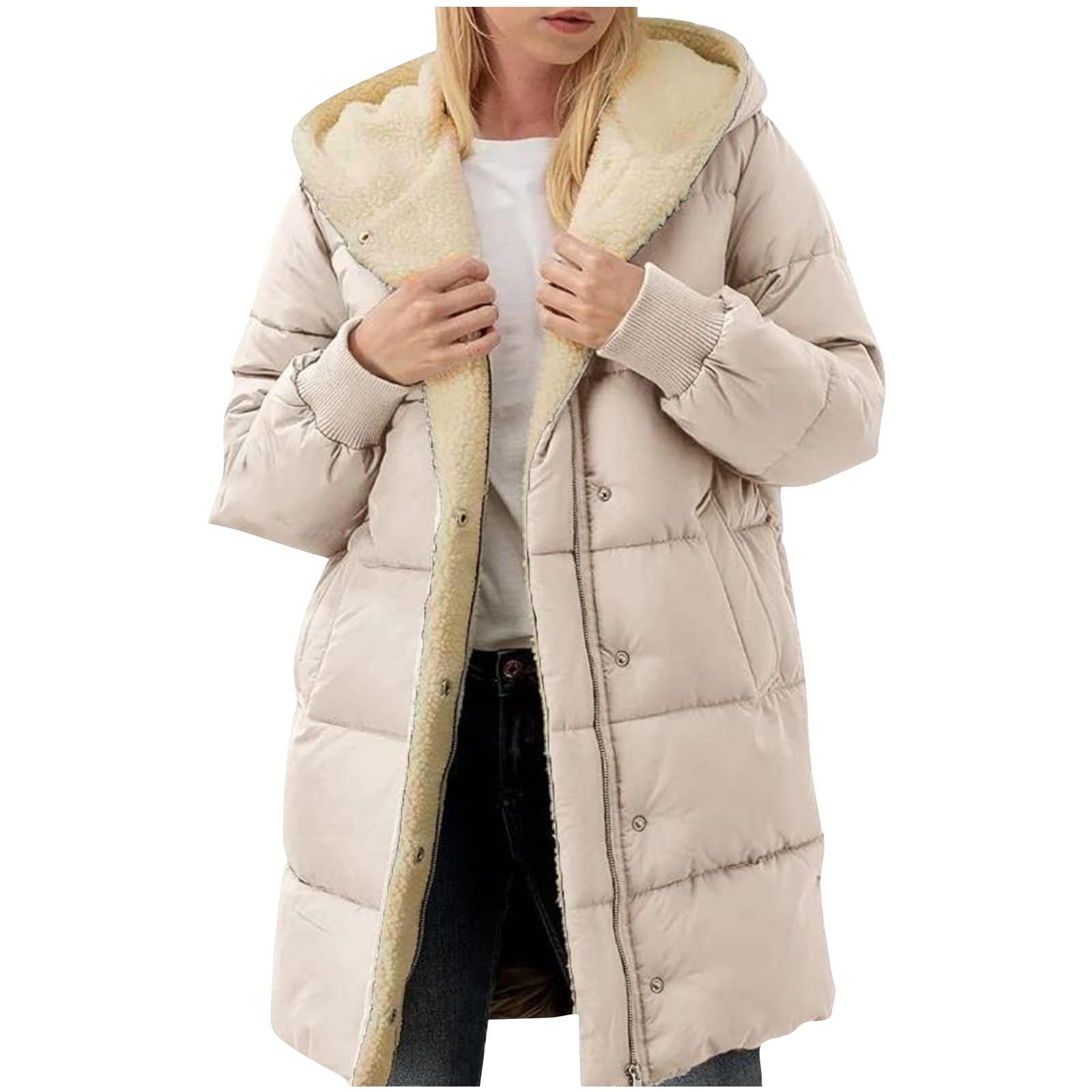 Qetyuw Womens Oversized Long Puffer Jacket Chunky Sherpa Lined Hooded ...