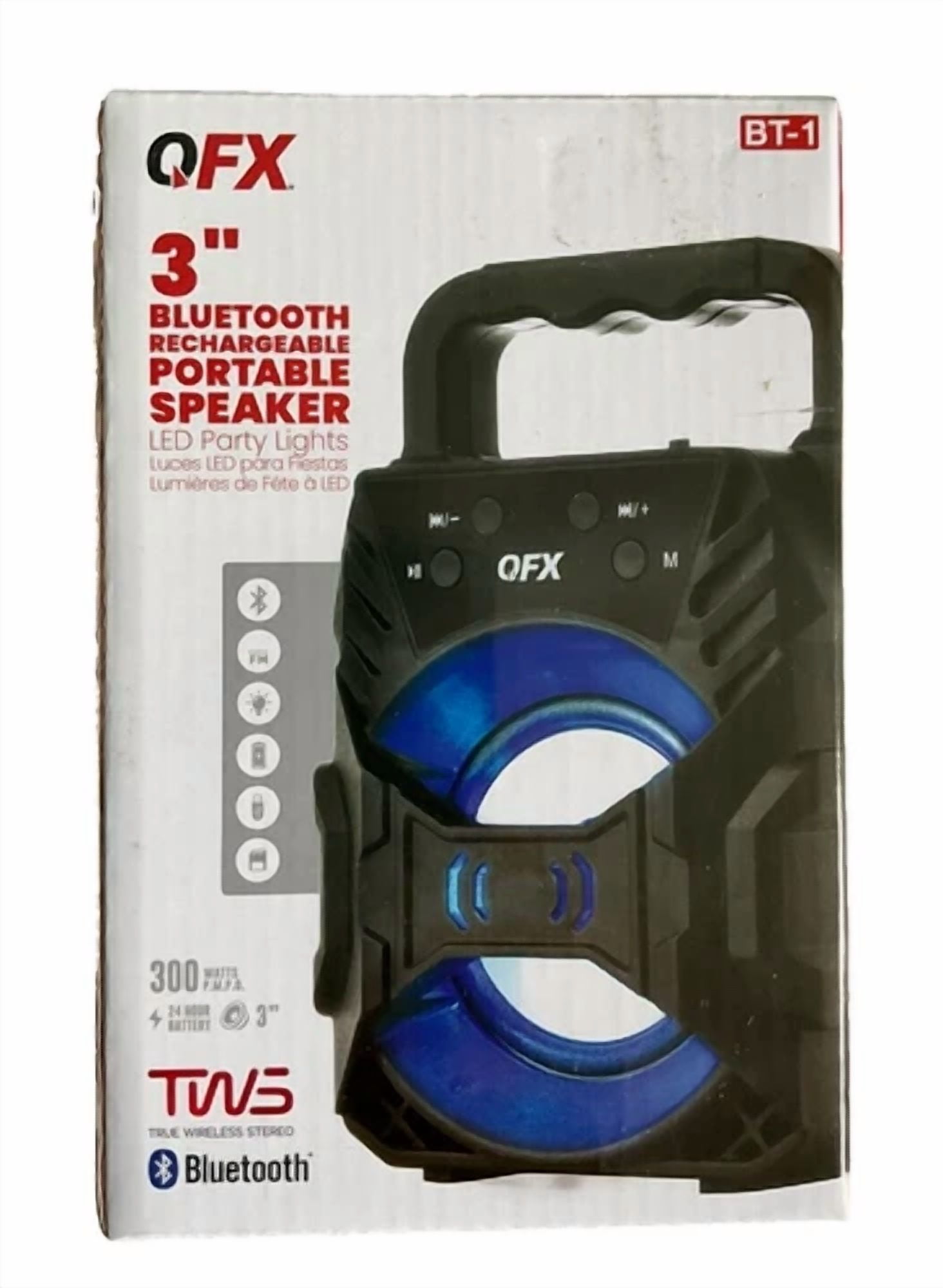 Qfx 3-Inch Rechargeable Bluetooth Party Mini Speaker With Disco Light ...