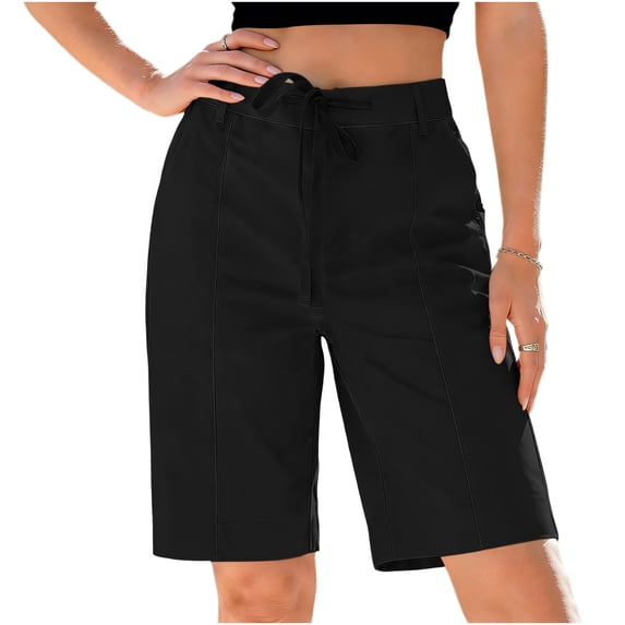 Qgtaibl Bermuda Shorts for Women Drawstring High Waisted Lounge Shorts ...
