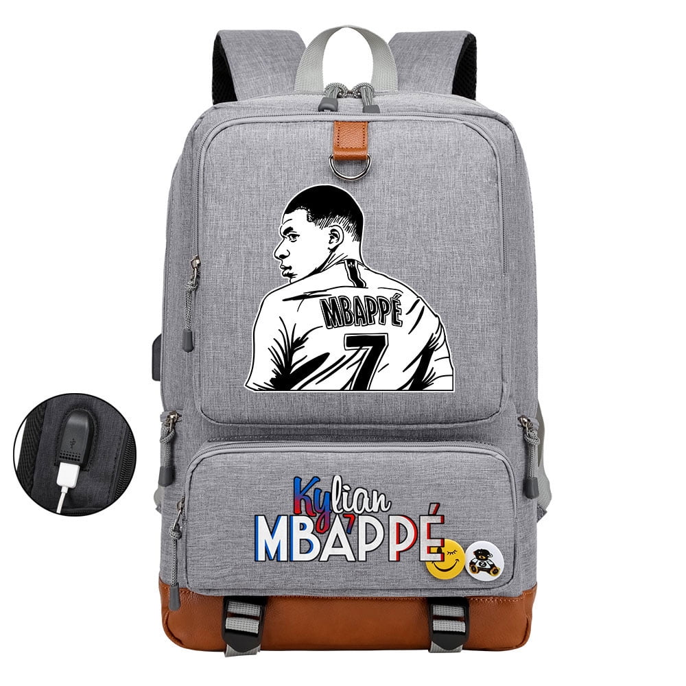Qhelaa Children's Cartoon Kylian Mbappé Pattern School Bag Backpack ...