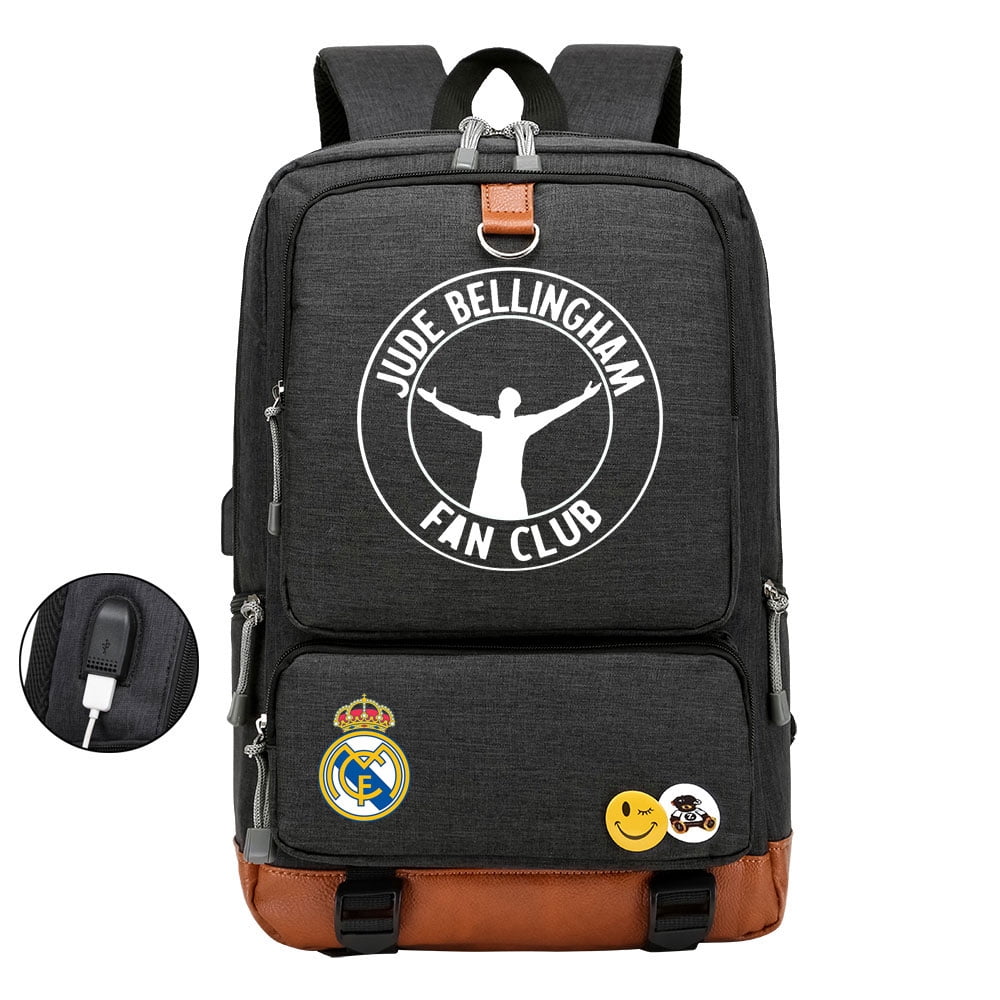 Qhelaa Jude Bellingham Cartoon School Backpack with USB Charging Port ...