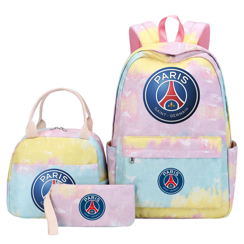 Qhelaa Kylian Mbappé Cartoon Pattern Rainbow Backpack Set for Kids ...