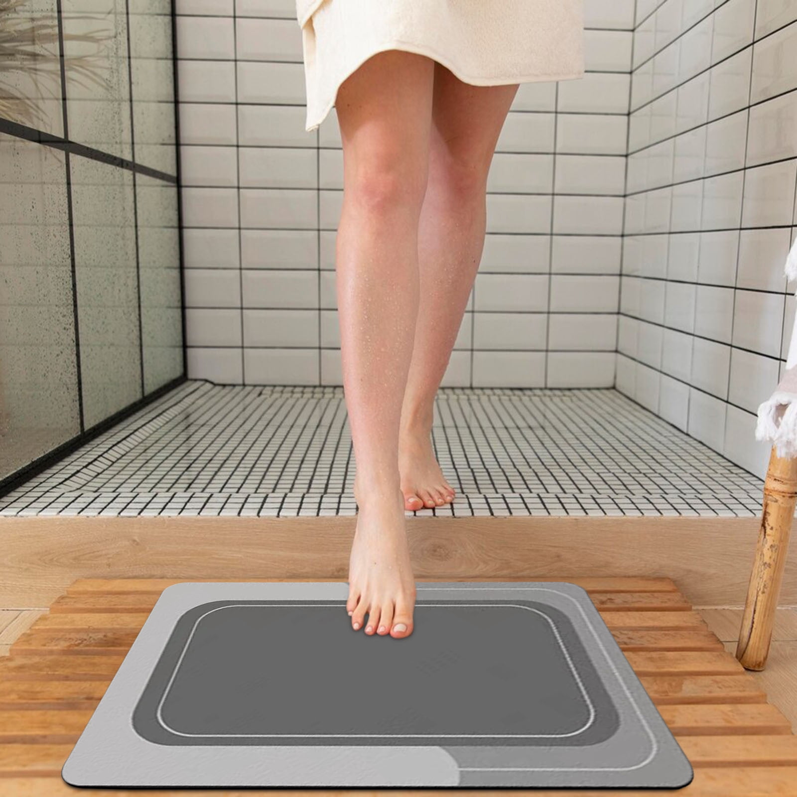 Qhnvtd Crystal Velvet Bathroom Rug, Super Absorbent Non-Slip Shower Mat ...