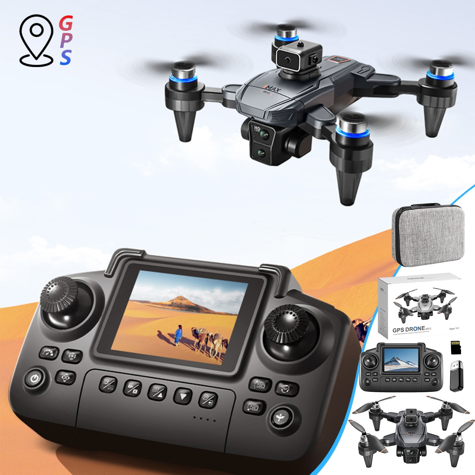 Qhnvtd GPS 5G RC Drone with 5.9” Screen, Obstacle Avoidance, Brushless ...